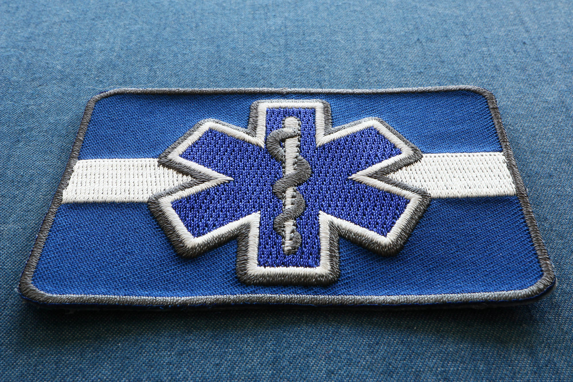 Thin White Line Blue Star Of Life Patch For EMS | Embroidered Patches ...