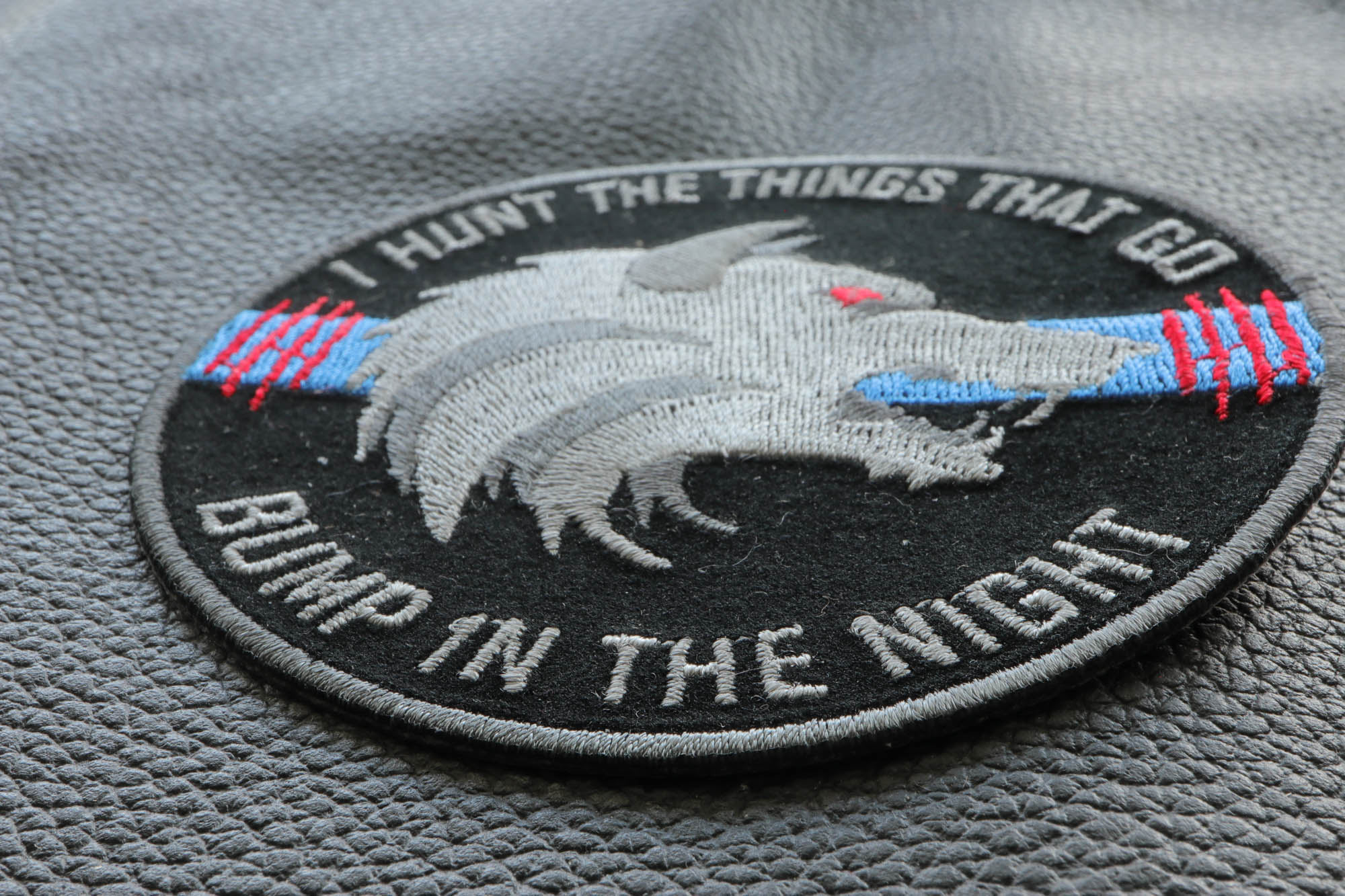 Thin Blue Line Bump In The Night Wolf Patch | Embroidered Patches by ...