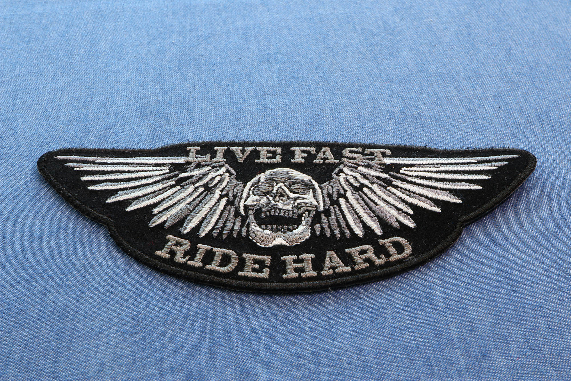 Live Fast Ride Hard Skull Patch, Biker Skull Patches by Ivamis Patches