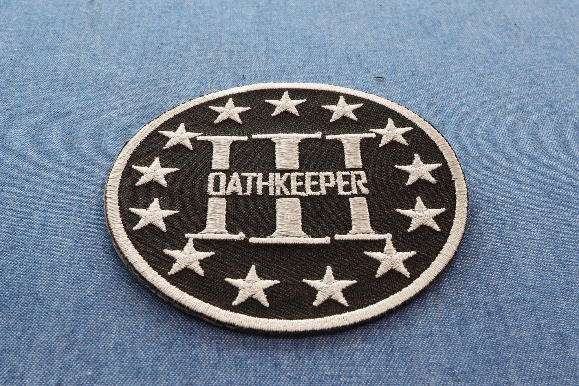 Three Percenter Oathkeeper Round Patch Gray | Embroidered Patches by Ivamis Patches