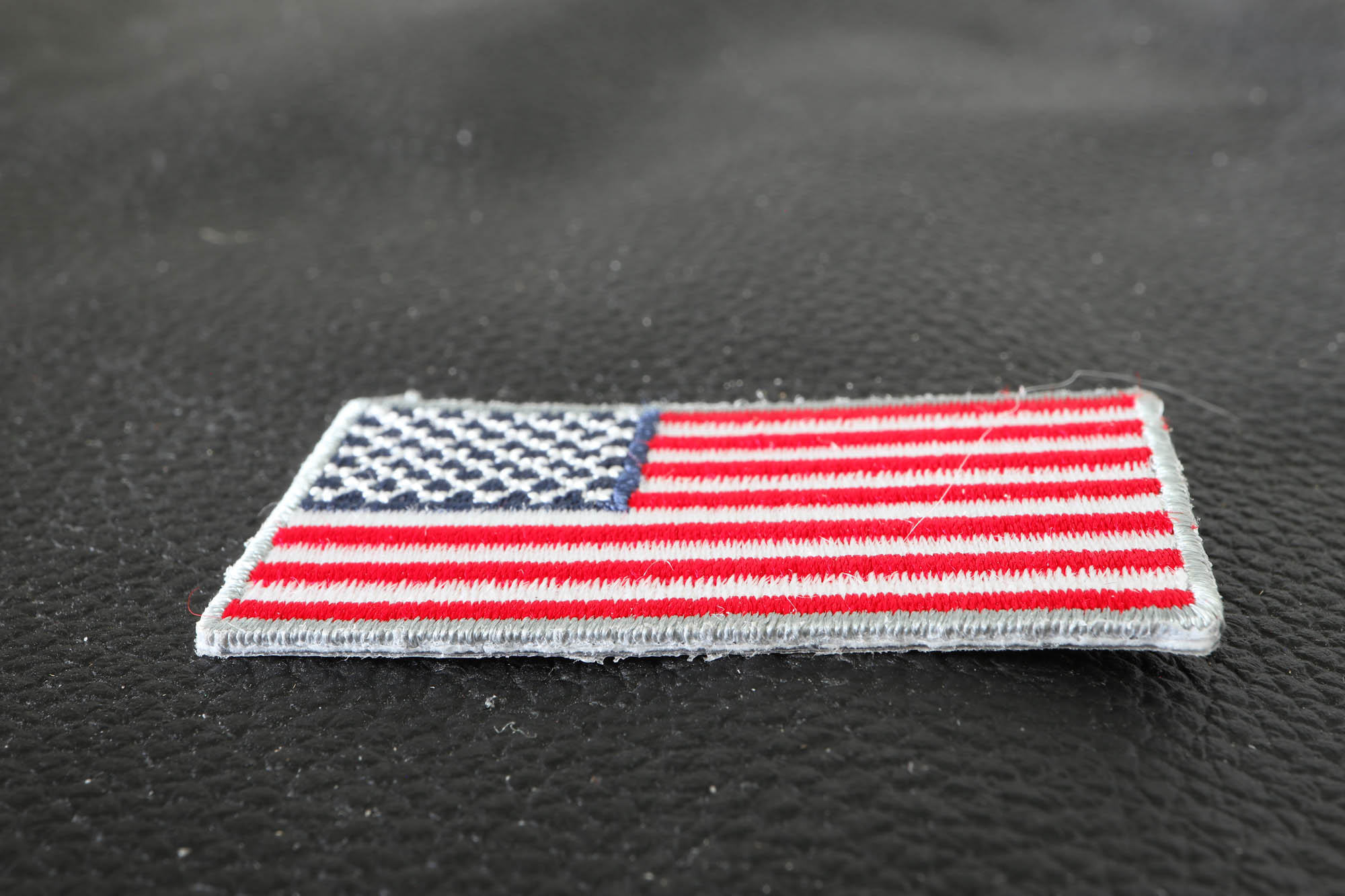 US Flag Patch Silver Border 2 Inch by Ivamis Patches