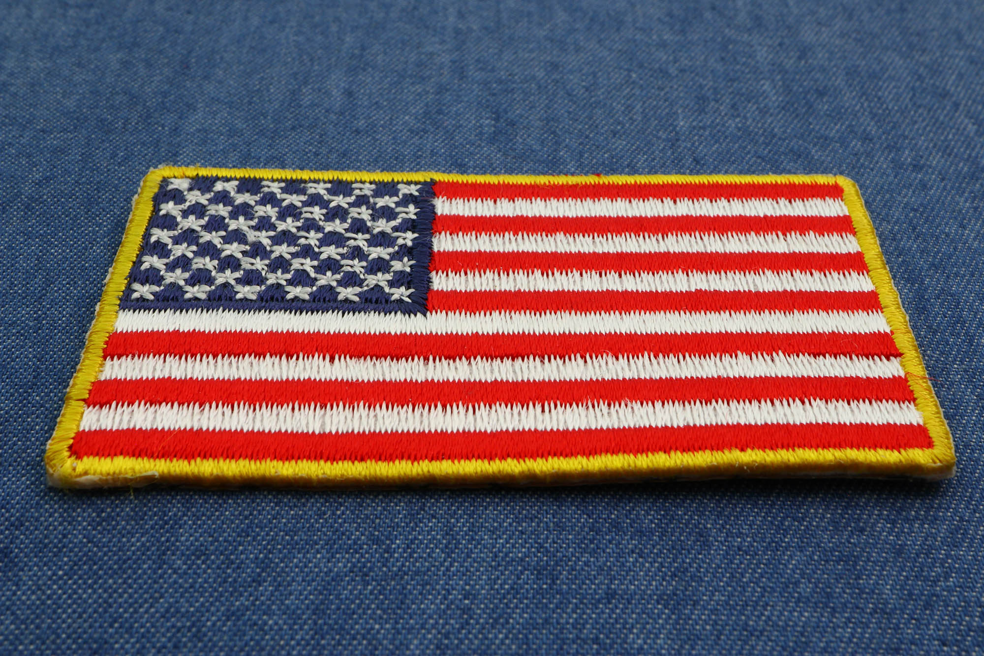 US Flag Patch Gold Border 2.5 Inch by Ivamis Patches