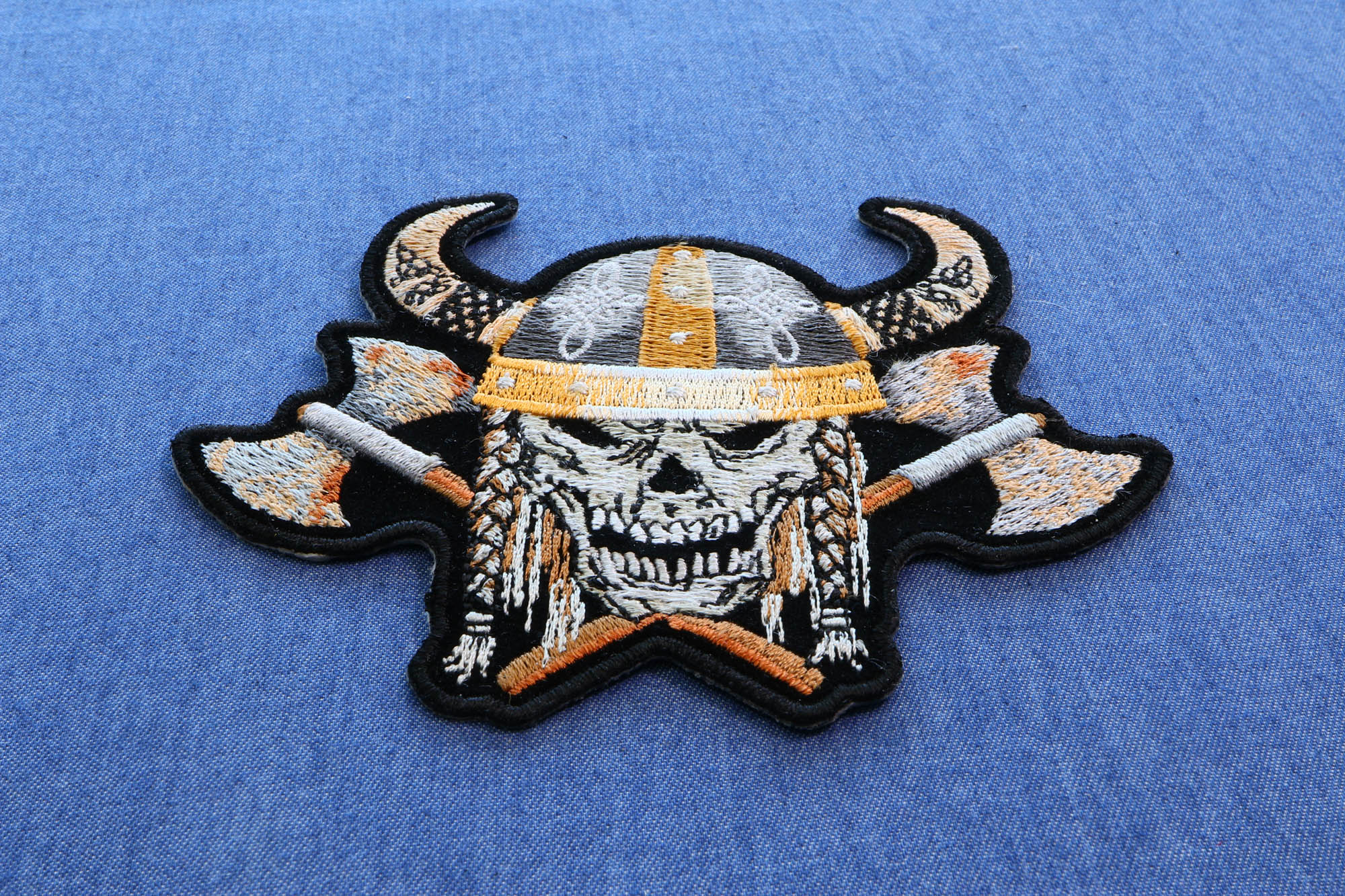 Viking Warrior Axes Skull Patch, Skull Patches by Ivamis Patches