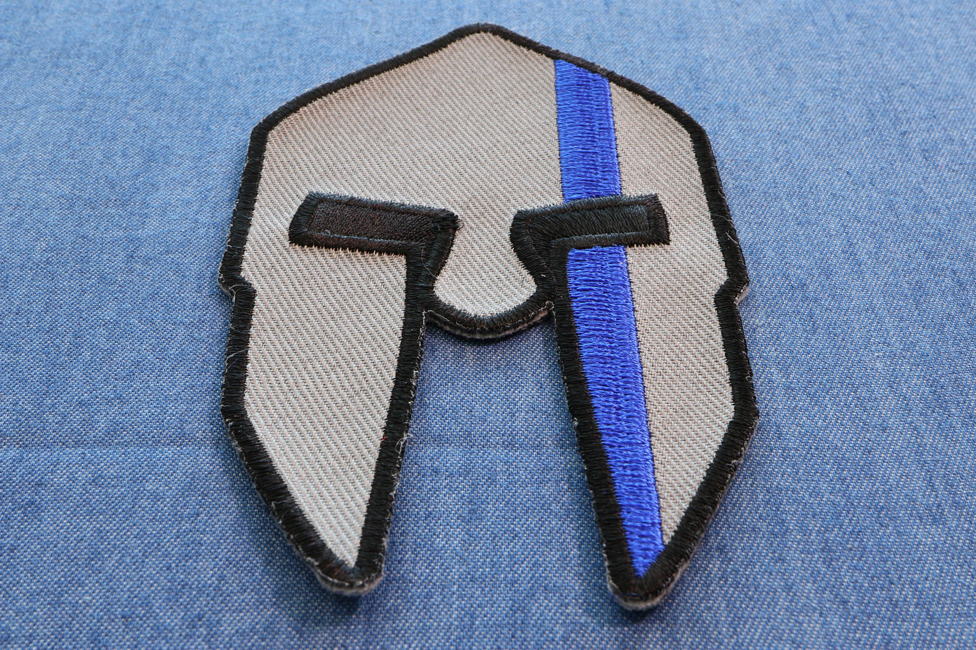 Spartan Helmet Blue Line Police Patch by Ivamis Patches