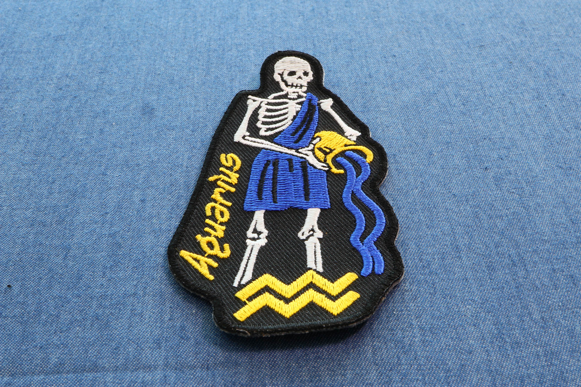 Aquarius Skull Zodiac Sign Patch, Skull Patches by Ivamis Patches
