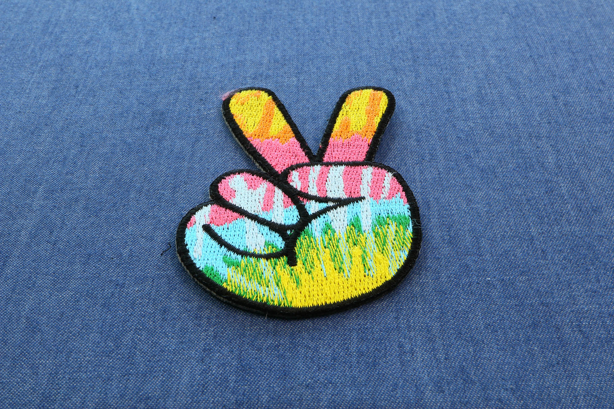Colorful Peace Fingers Hand Sign Iron On Patch by Ivamis Patches