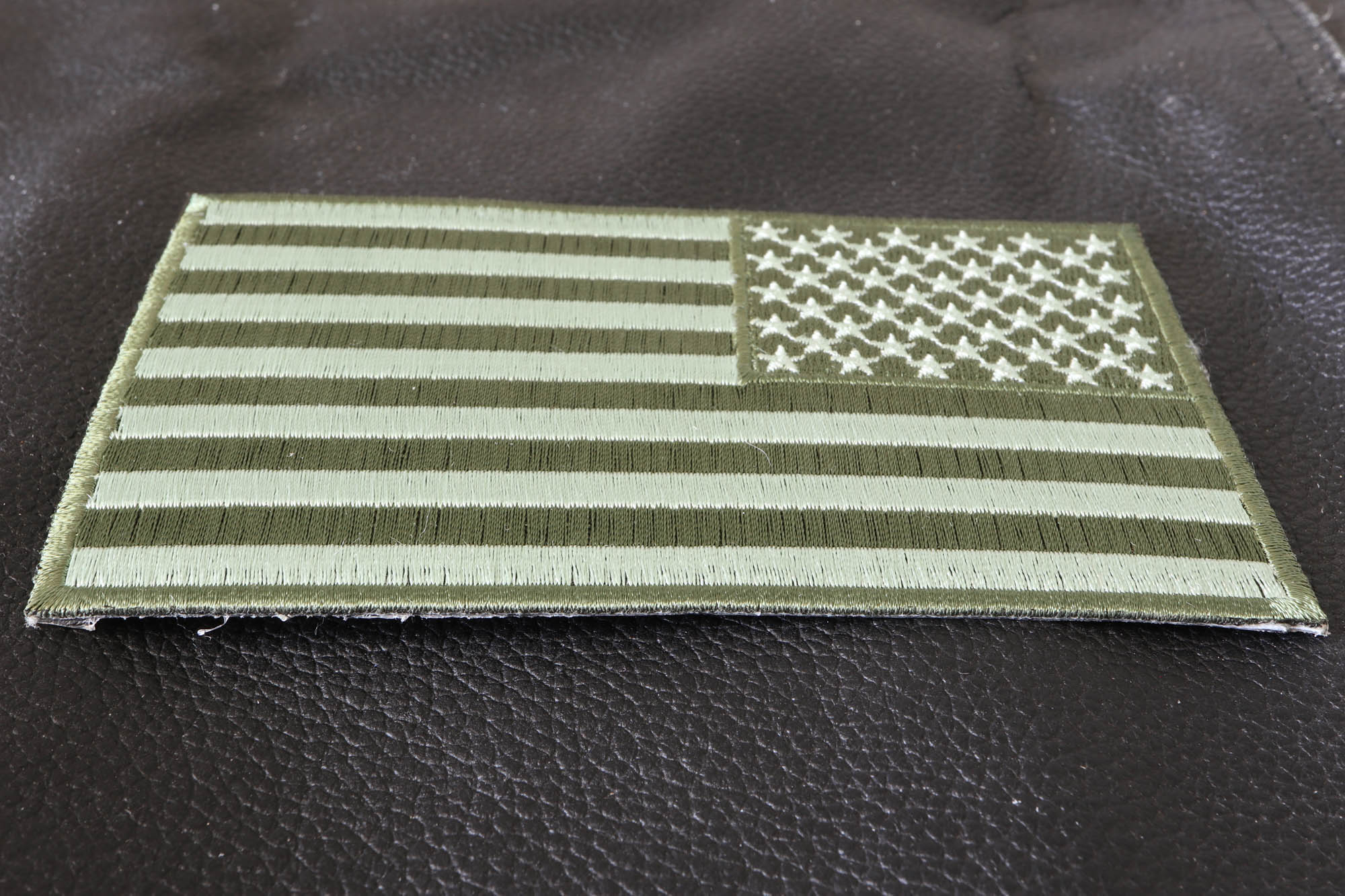 Subdued Green American REVERSED Flag Patch by Ivamis Patches