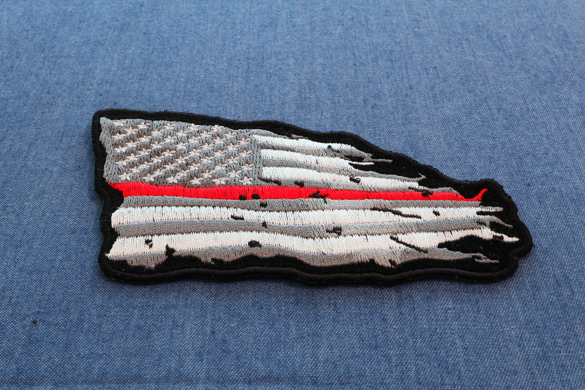 Thin Red Line American Tattered Flag Patch by Ivamis Patches