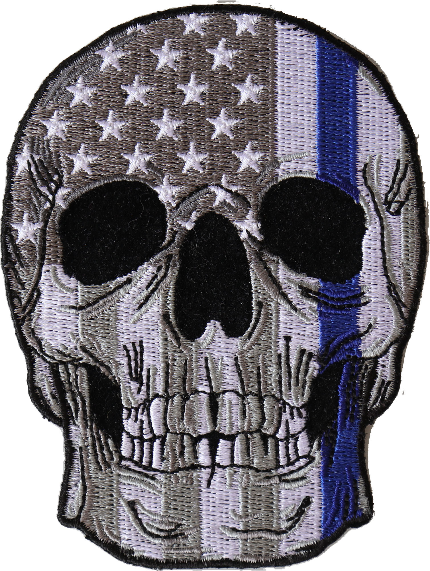 Blue Stripe American Flag Skull Police Patch, Skull Patches by Ivamis ...
