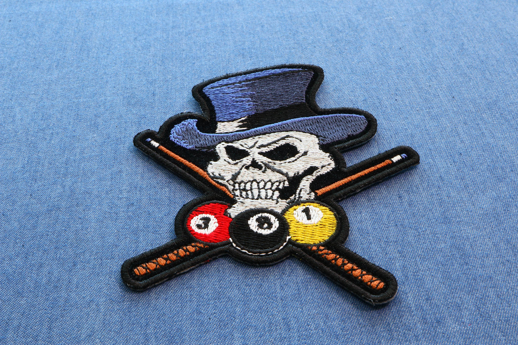 Skull and Pool Sticks Patch, Biker Skull Patches by Ivamis Patches