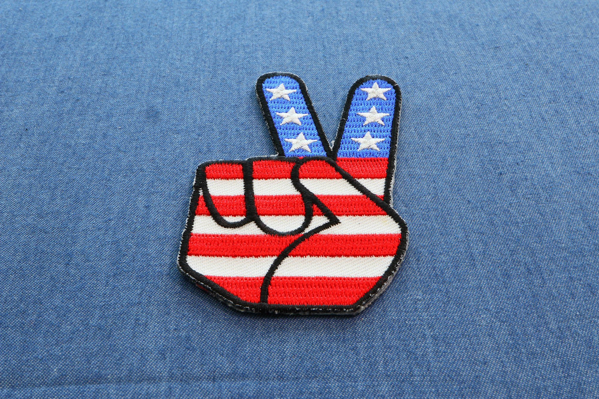 Peace Hand Sign with American Flag Patch by Ivamis Patches
