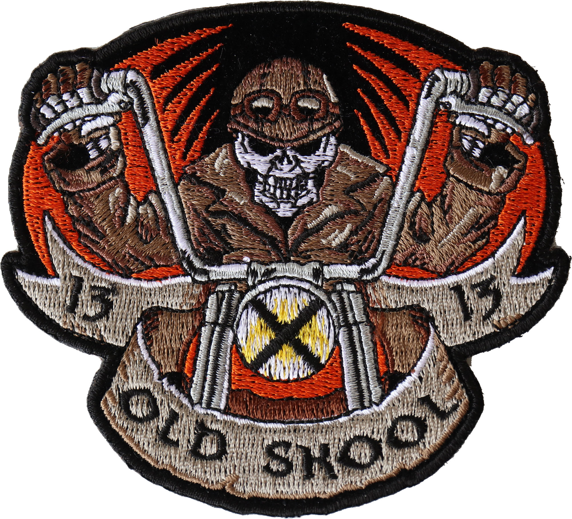 Old Skool Motorcycle Skeleton Patch, Biker Skull Patches by Ivamis Patches