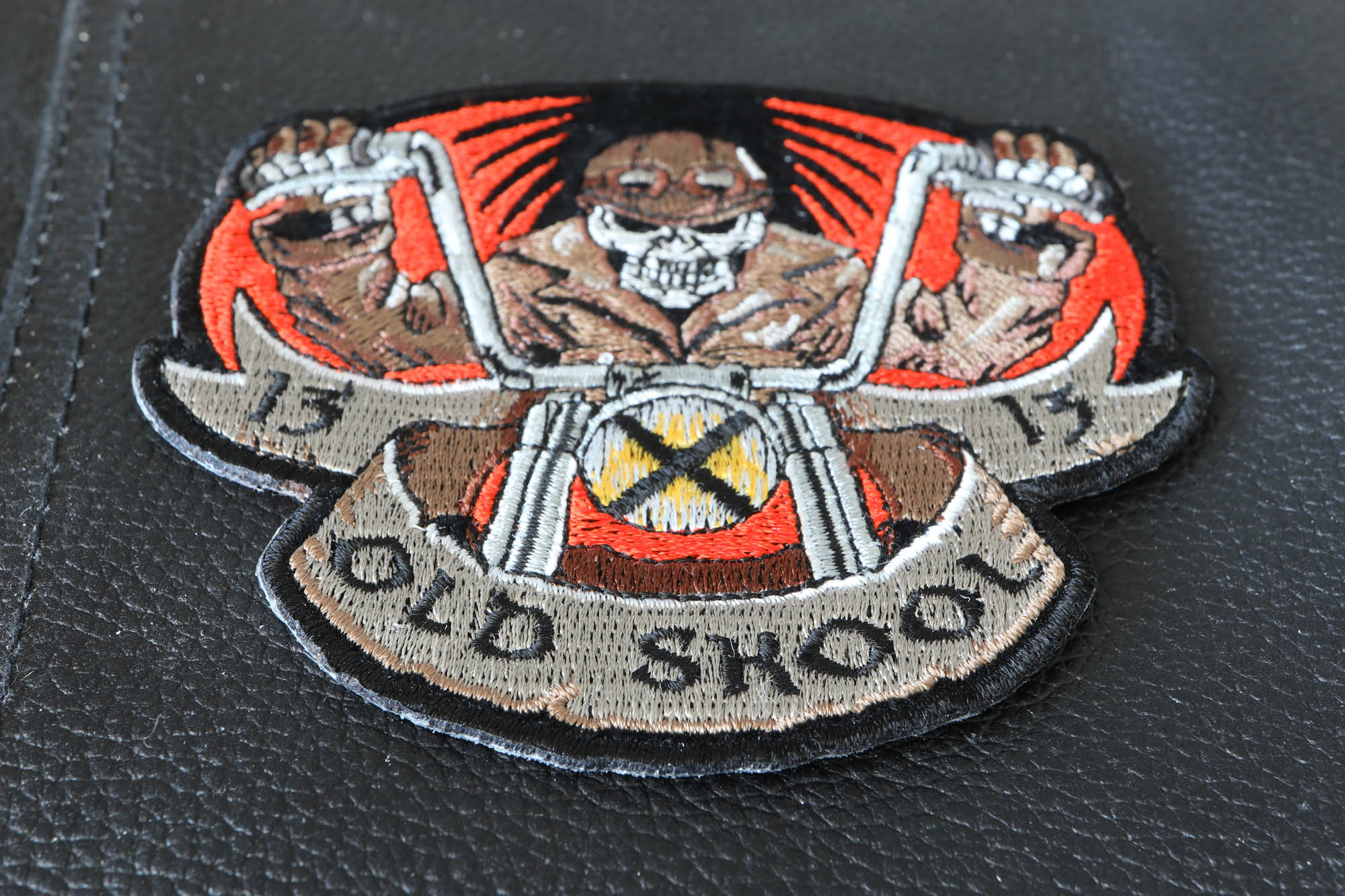 Old Skool Motorcycle Skeleton Patch, Biker Skull Patches by Ivamis Patches