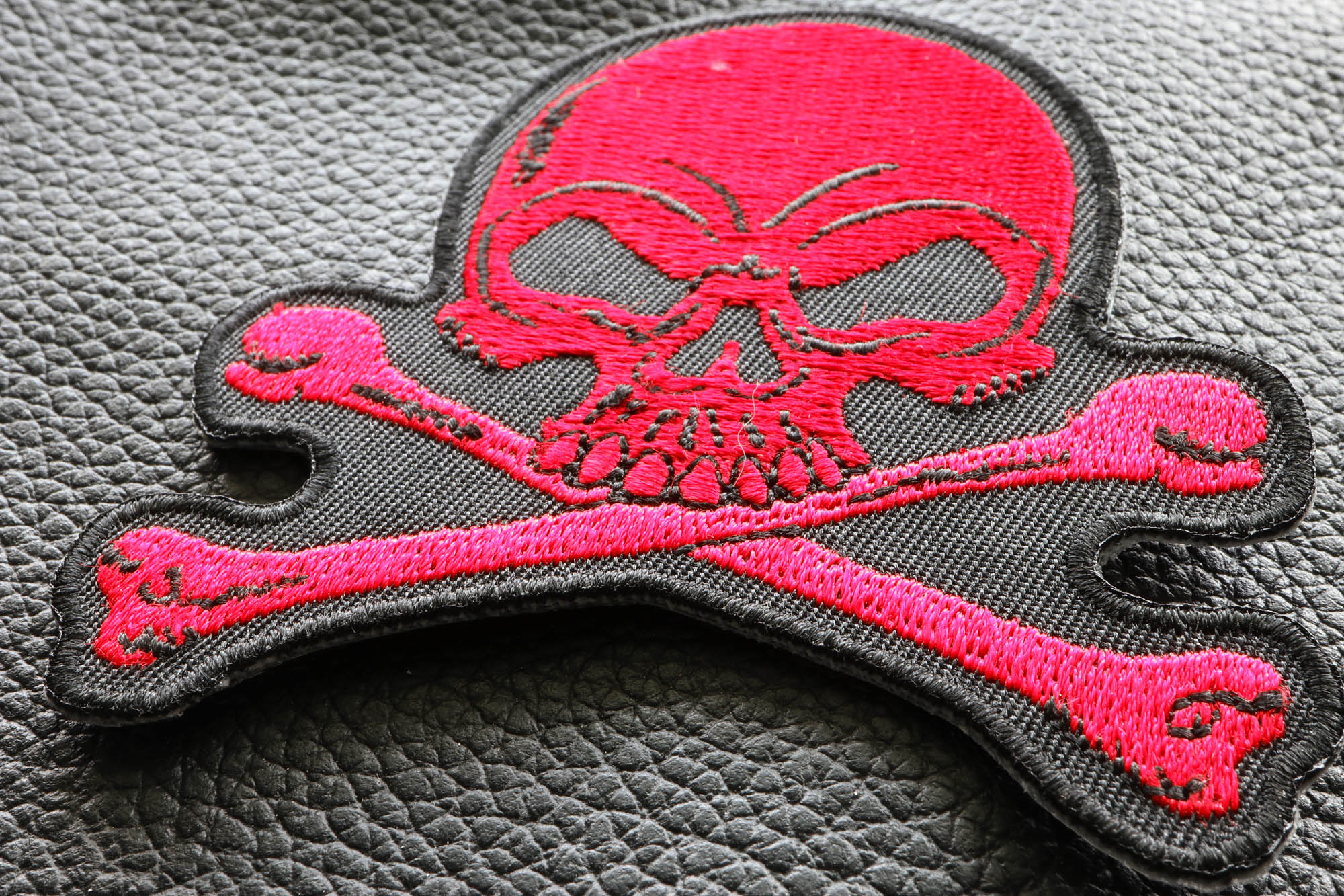 Red Skull and Crossbones Patch, Biker Skull Patches by Ivamis Patches