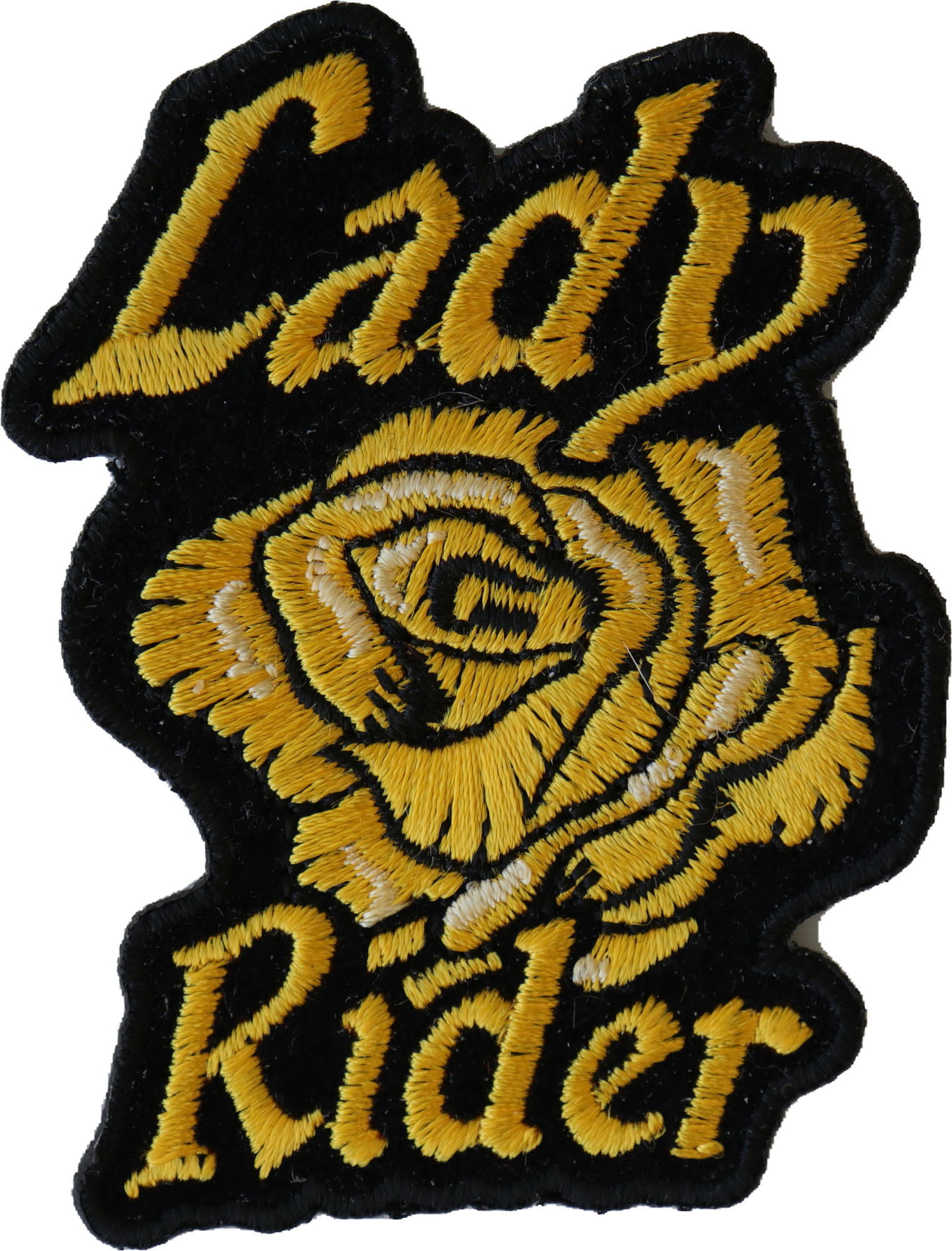 Lady Rider Yellow Rose Iron on Patch for Lady Bikers - Biker Patches ...