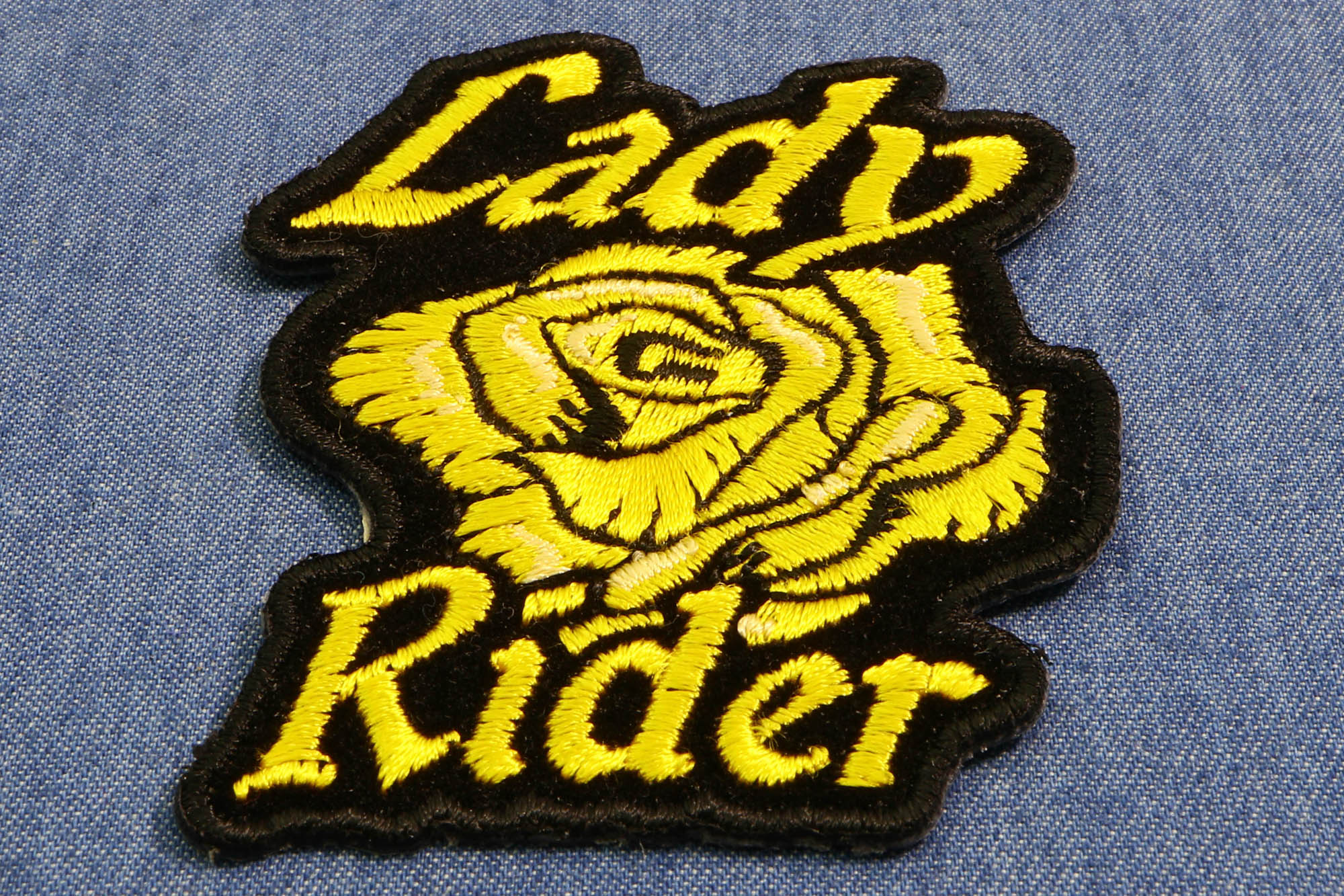 Lady Rider Yellow Rose Iron on Patch for Lady Bikers - Biker Patches ...