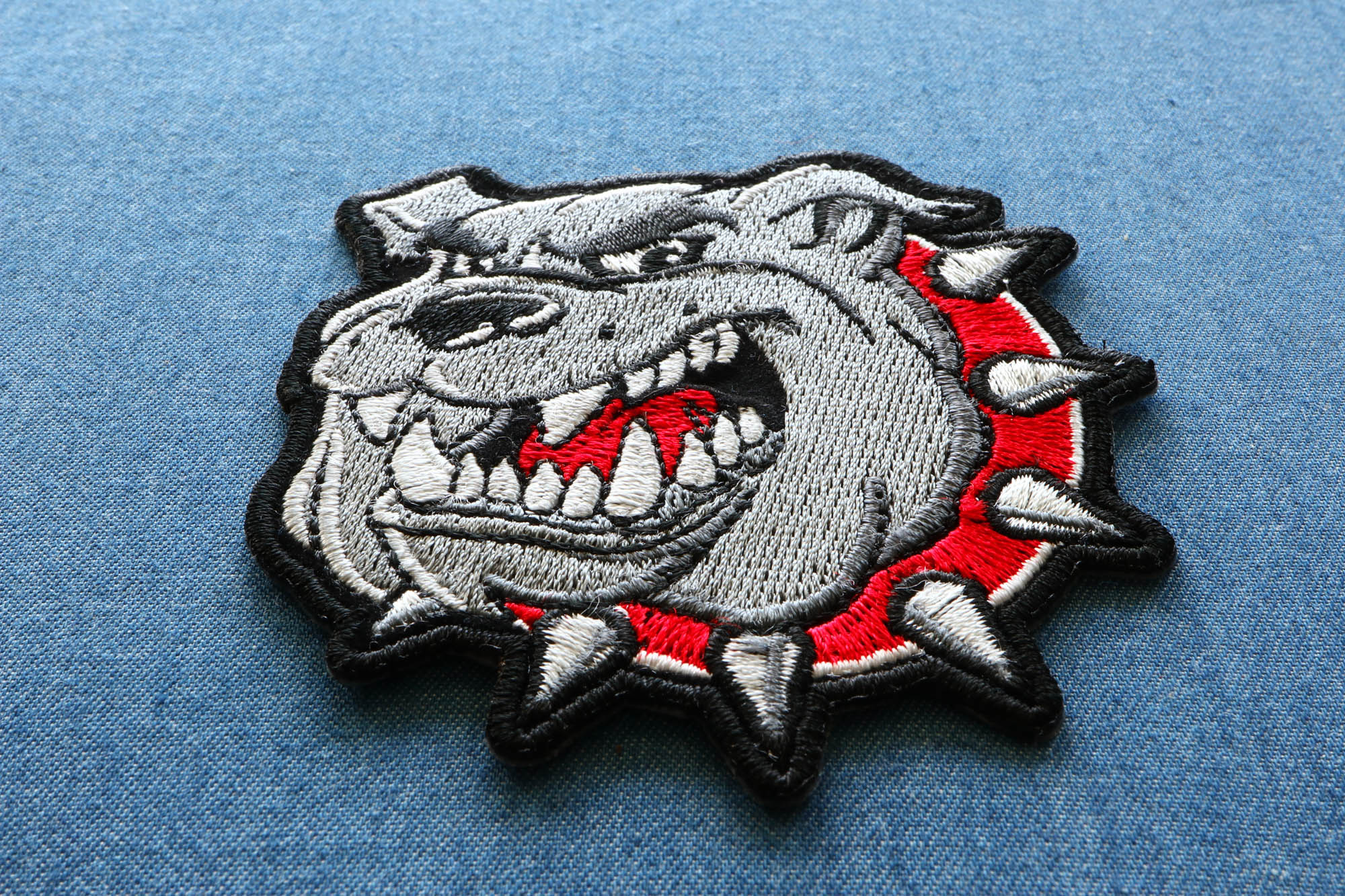 Bulldog Red Collar Iron on Patch by Ivamis Patches