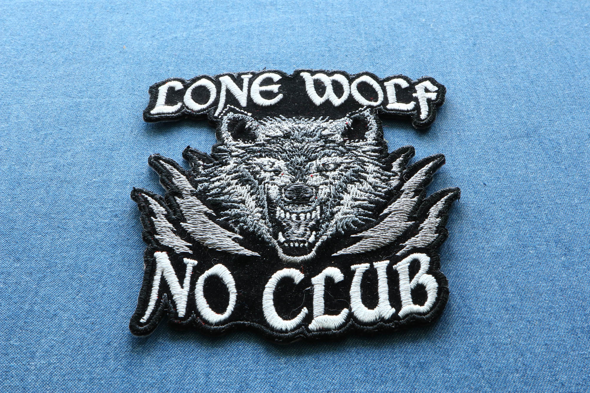 Lone Wolf No Club Patch for Biker Vests by Ivamis Patches