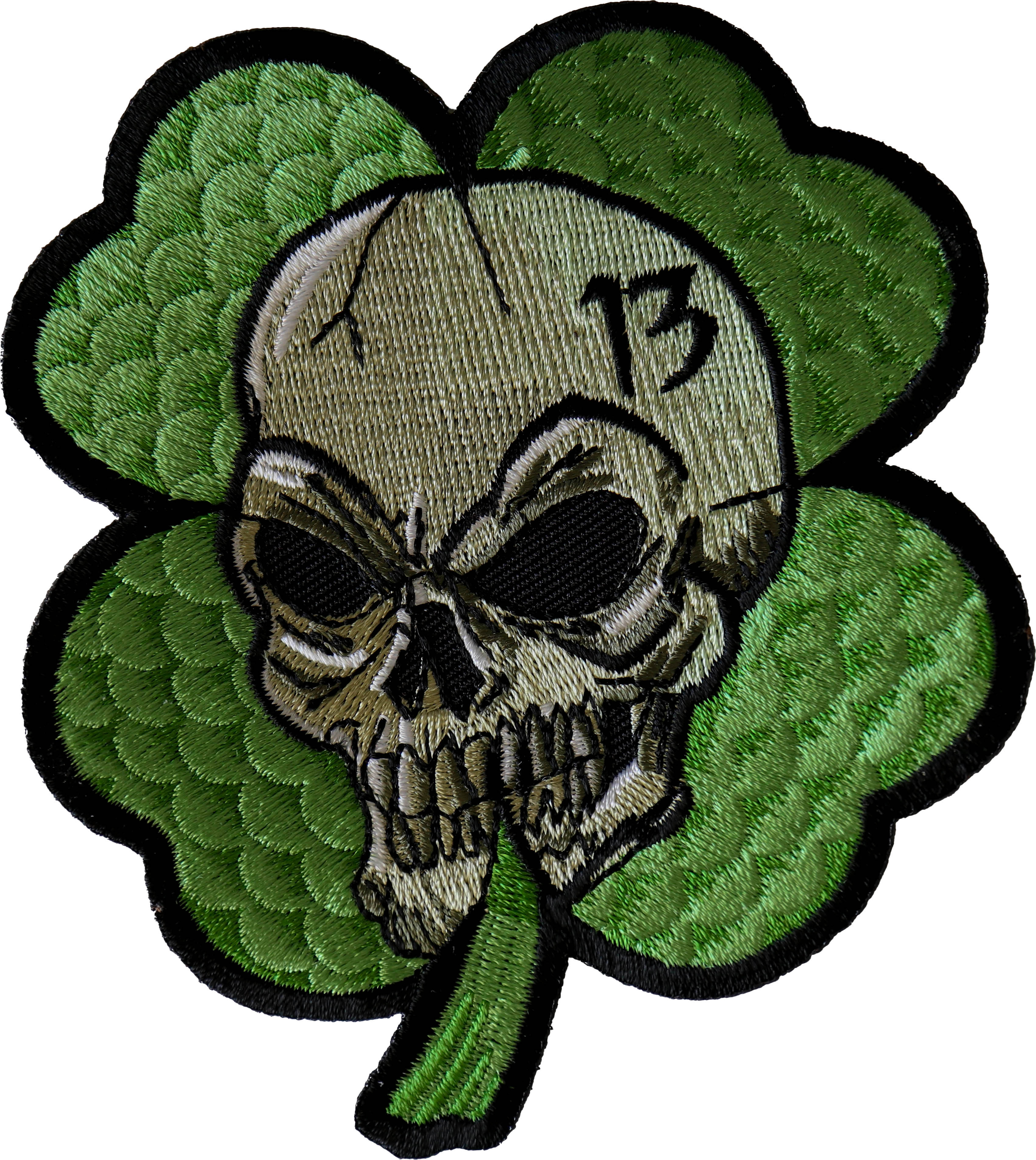 Clover Skull Patch, Biker Skull Patches by Ivamis Patches