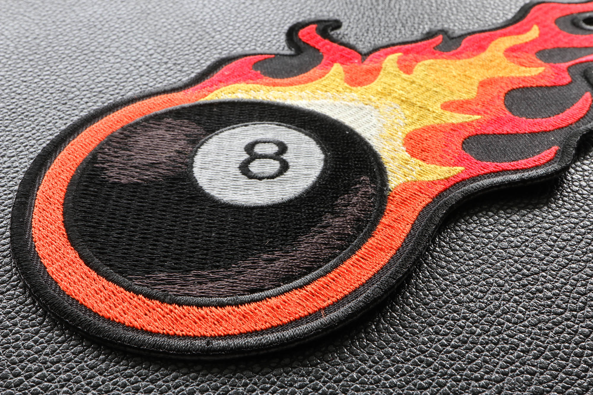 Flaming 8 Ball Patch for Jackets by Ivamis Patches
