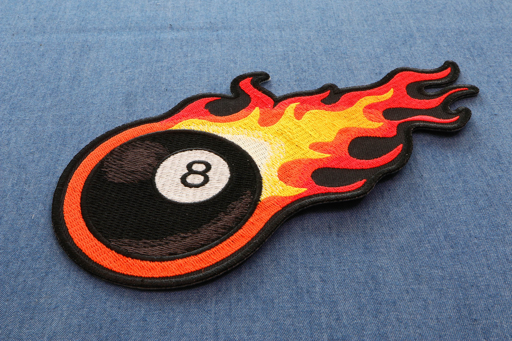 Flaming 8 Ball Patch for Jackets by Ivamis Patches