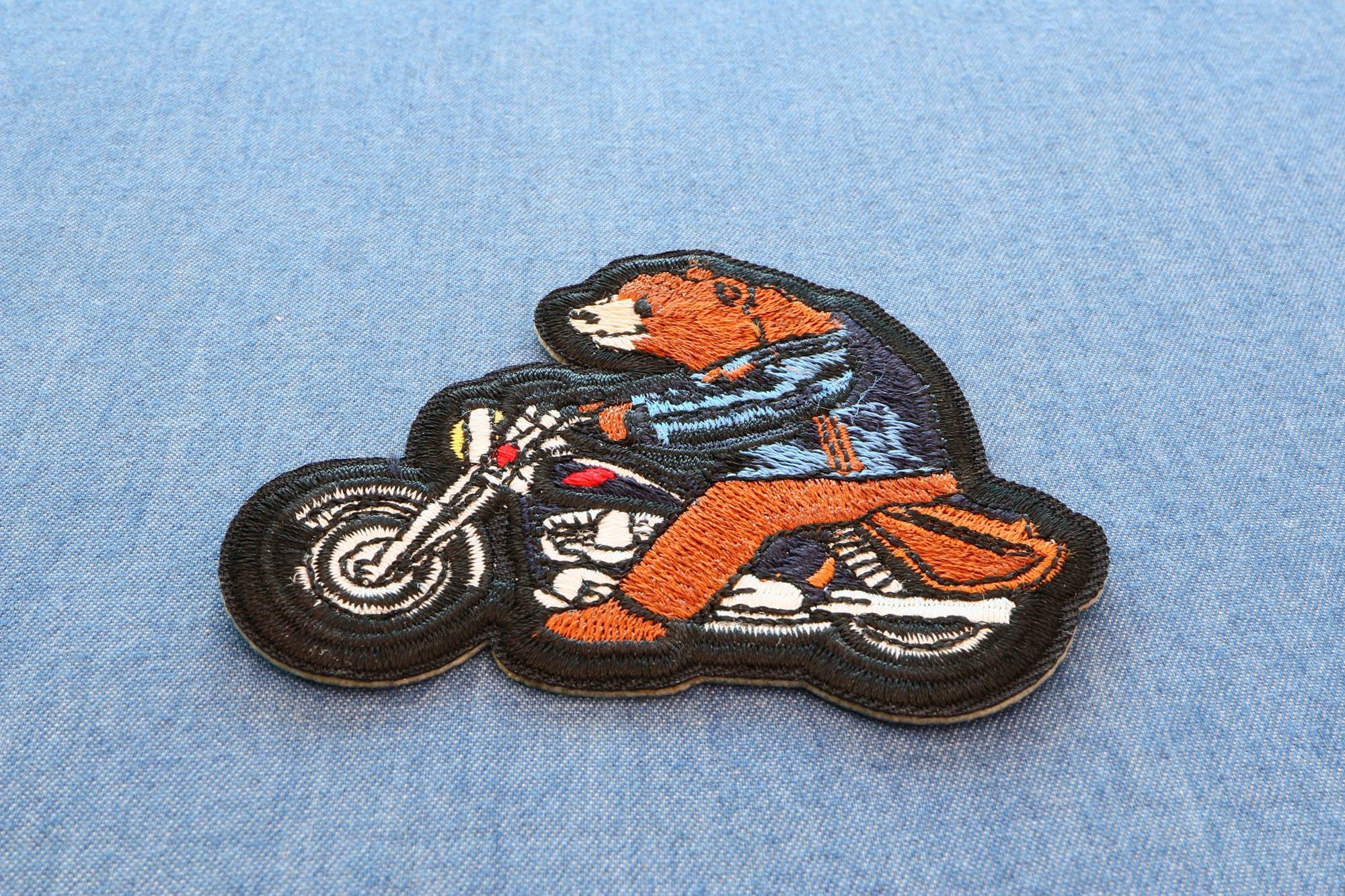 Bear on Motorcycle Patch, Biker Vest Patches, Sew or Iron on Patch by ...