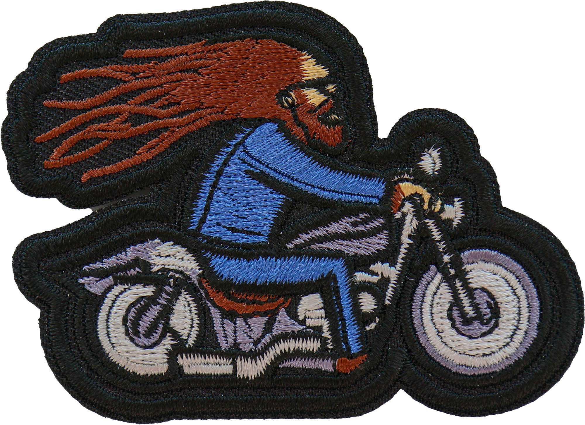 Hair in the Wind Biker on Motorcycle Patch, Motorcycle Patches by ...