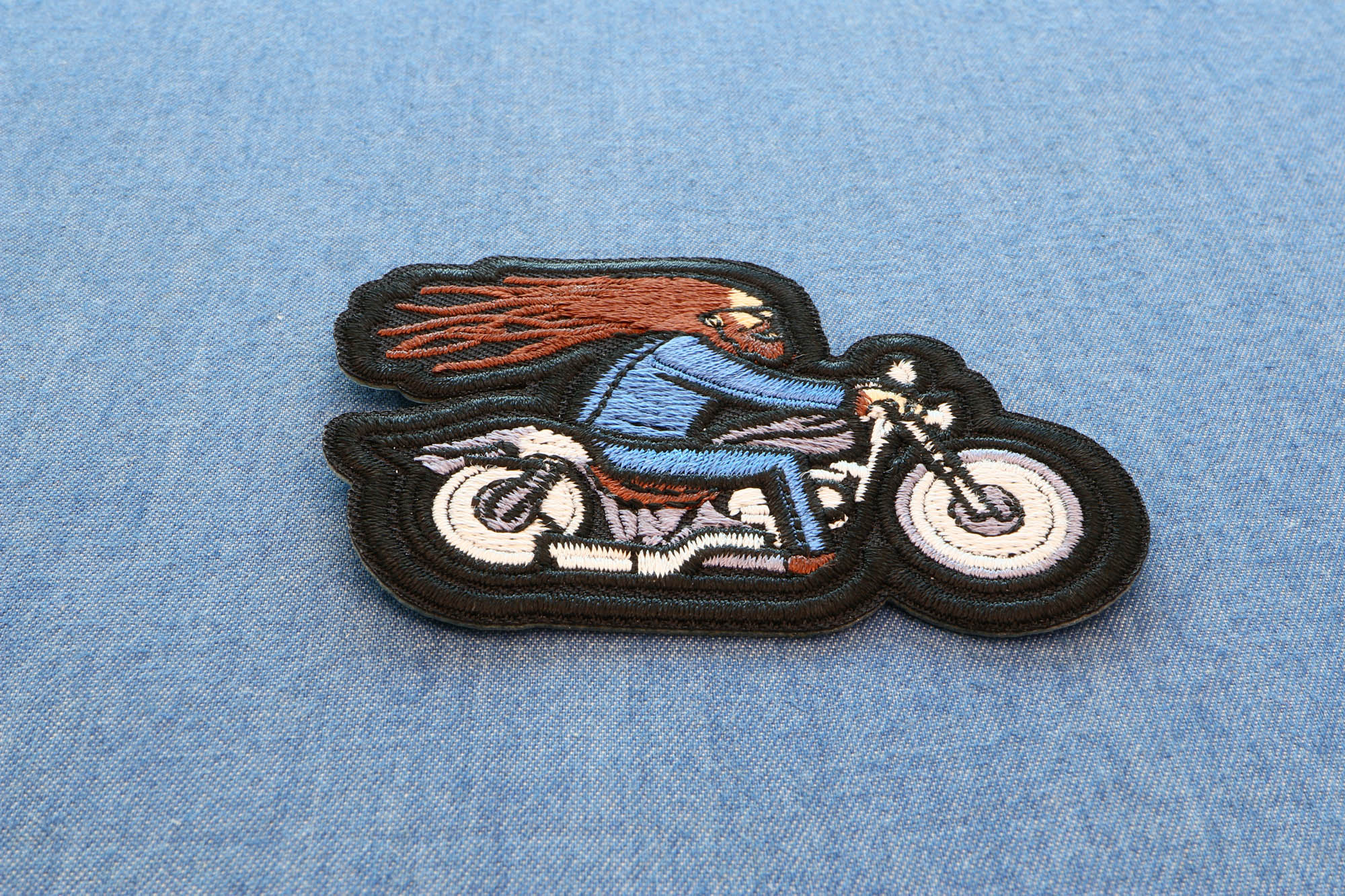 Hair in the Wind Biker on Motorcycle Patch, Motorcycle Patches by ...