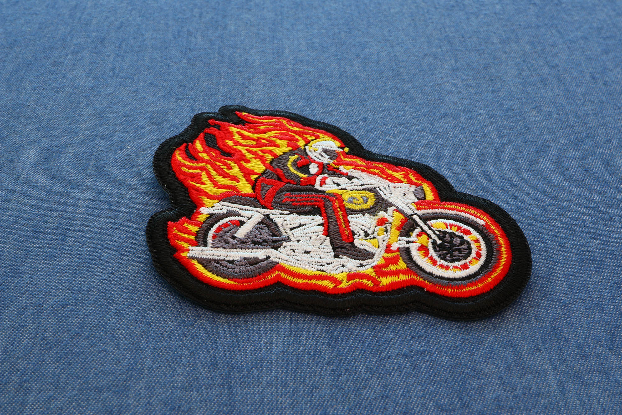 Flaming Firefighter on Motorcycle Patch, Motorcycle Patches by Ivamis ...