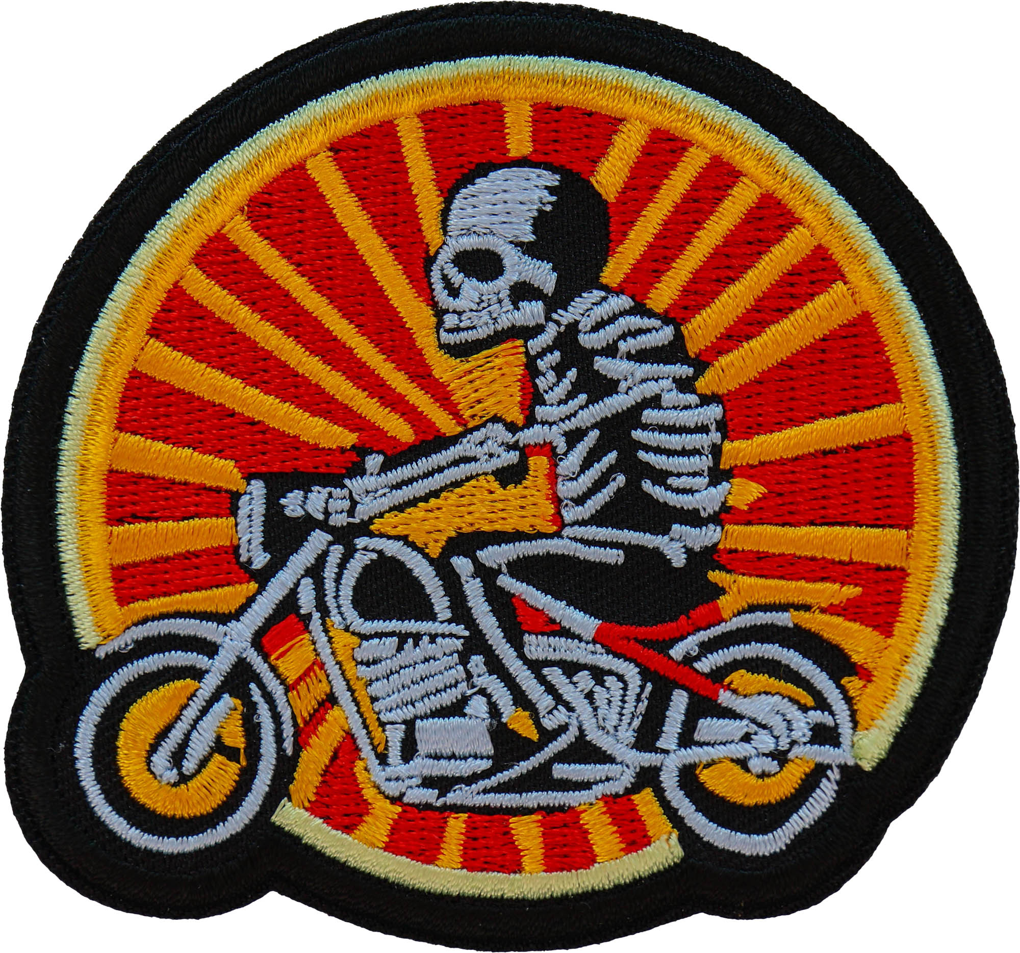 Sunset Skeleton Biker on Motorcycle Patch, Biker Skull Patches by ...