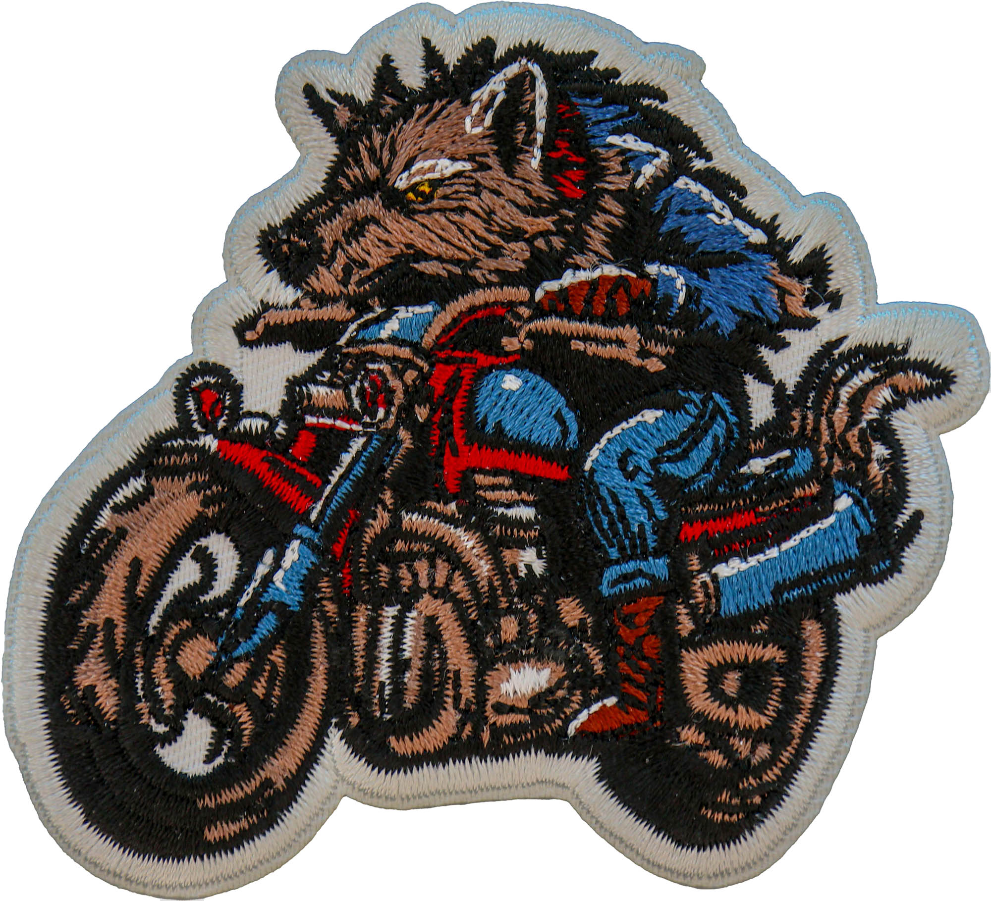 Wolf on Motorcycle Patch, Biker Vest Patches, Sew or Iron on Patch by ...