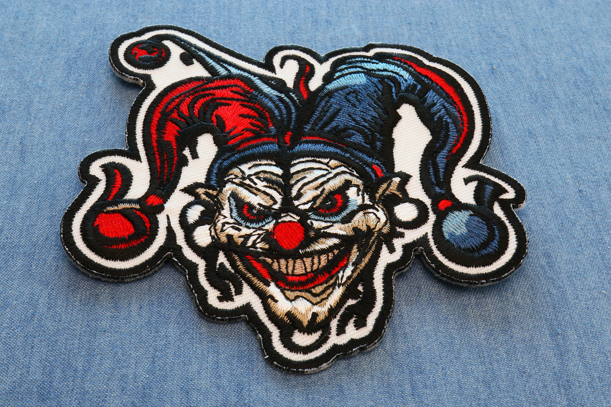 Scary Jester Clown Patch - Iron on Novelty Patches by Ivamis Patches