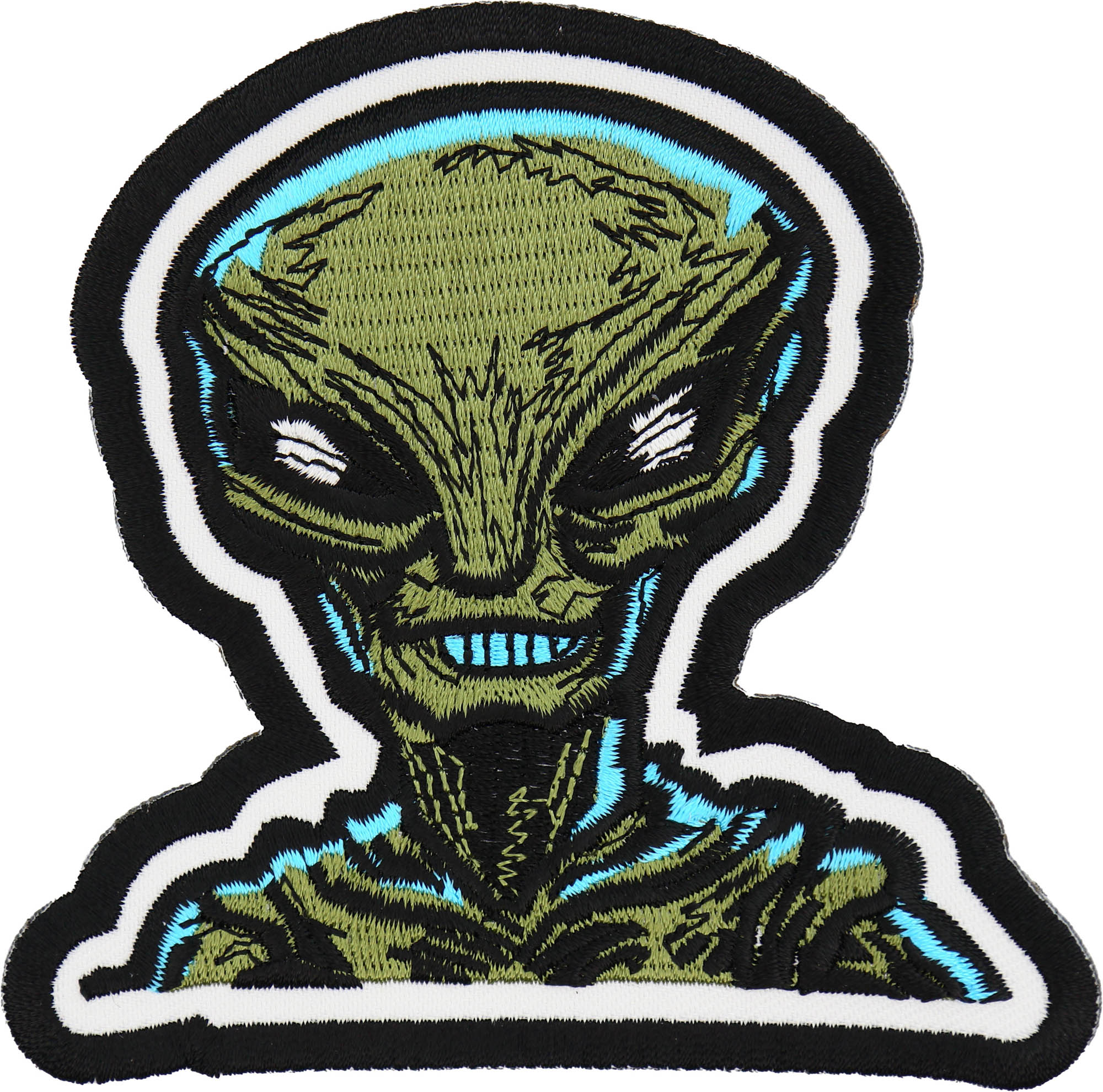 Green Alien Patch - Iron on Novelty Patches by Ivamis Patches