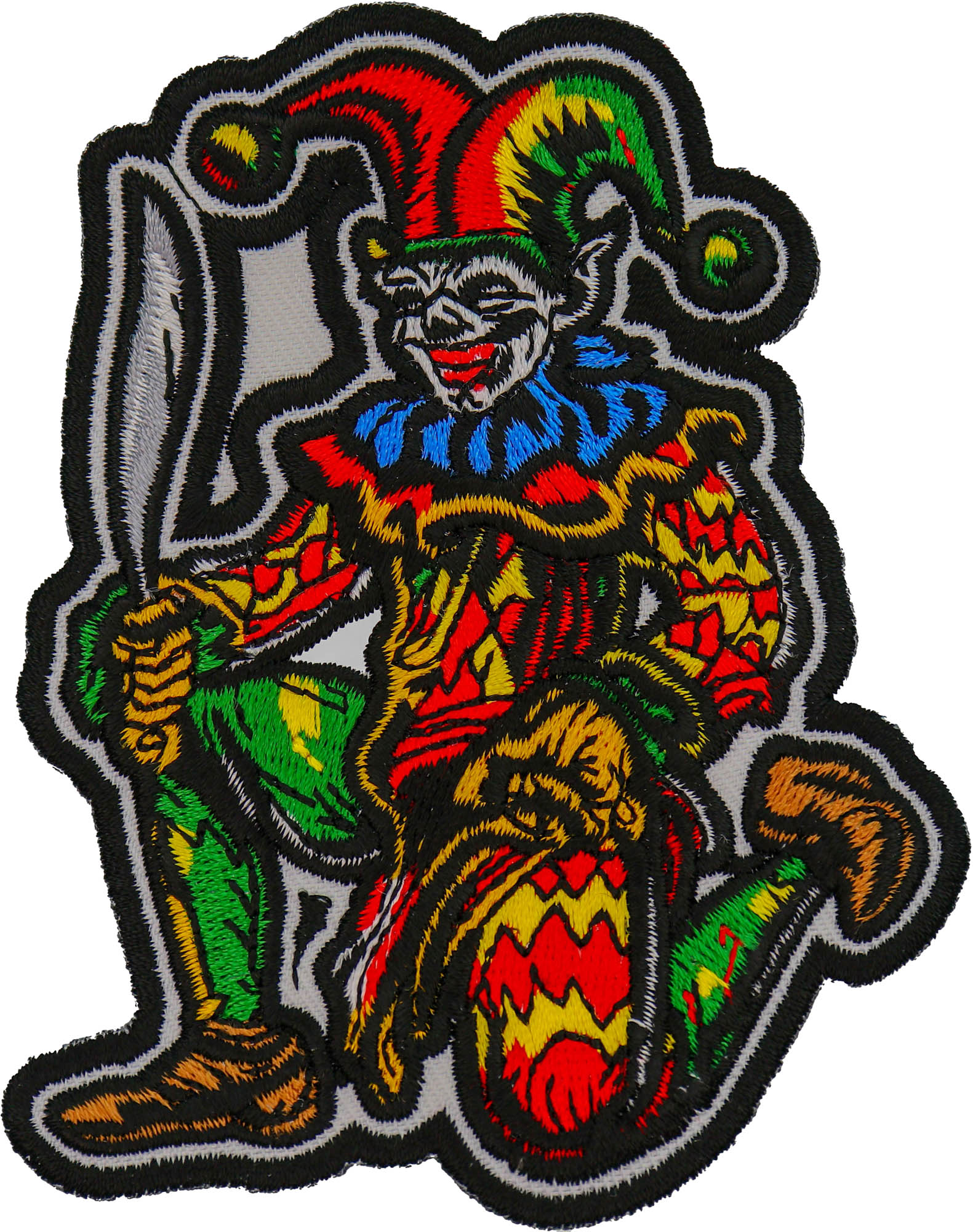 Jester Bending Knee Patch - Iron on Novelty Patches by Ivamis Patches