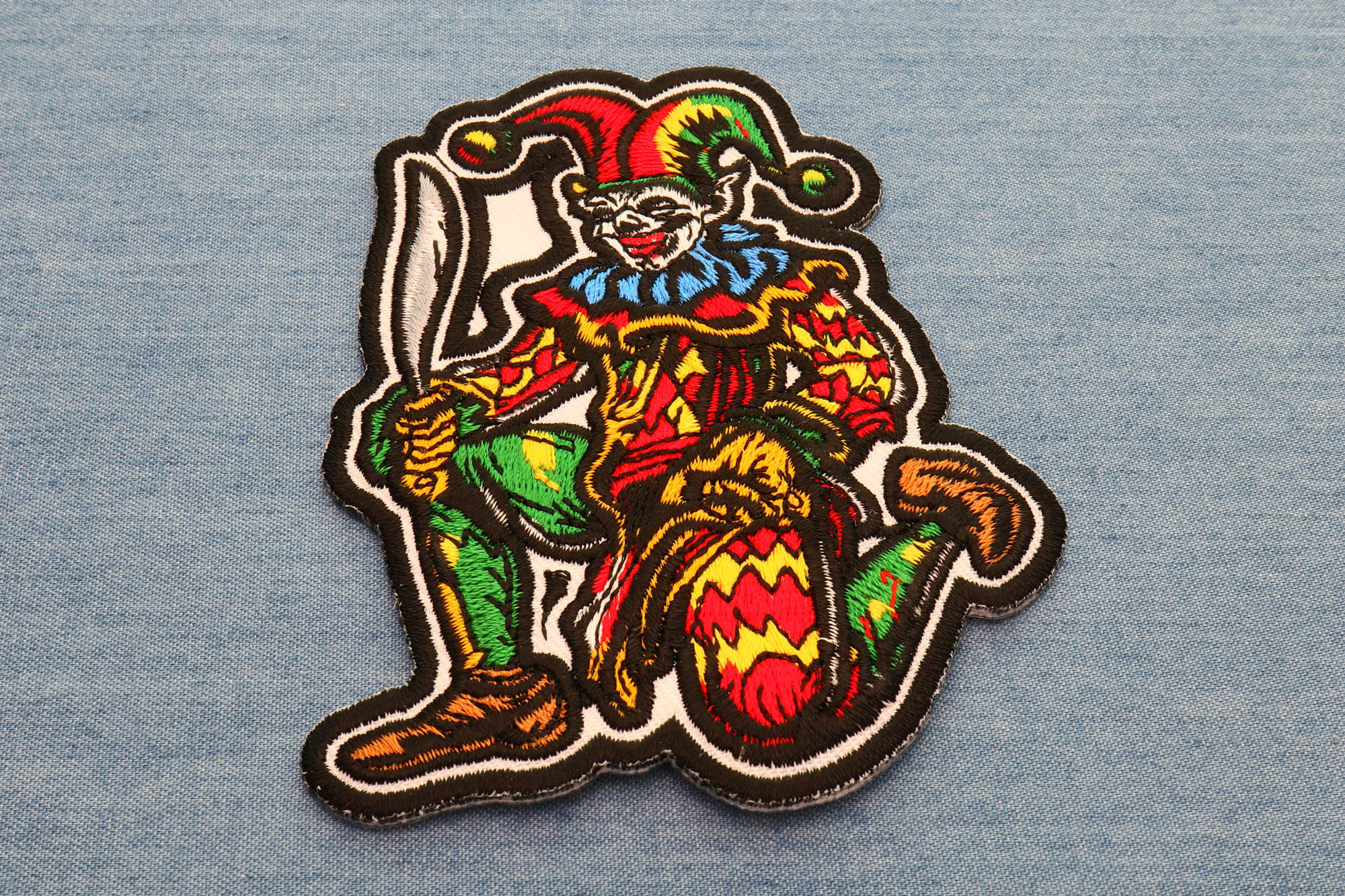 Jester Bending Knee Patch - Iron on Novelty Patches by Ivamis Patches