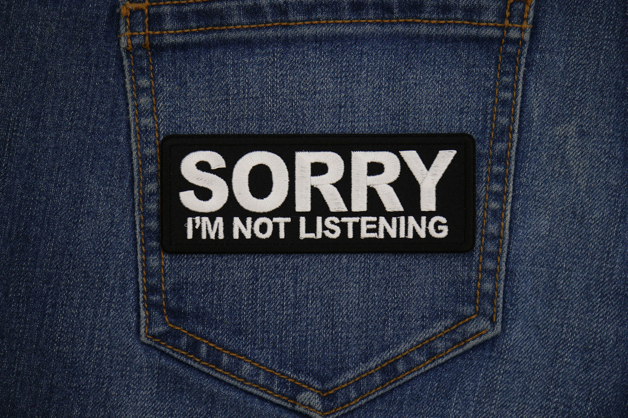 Sorry I'm not listening Patch, Funny Saying Patches, Sew or Iron on by ...