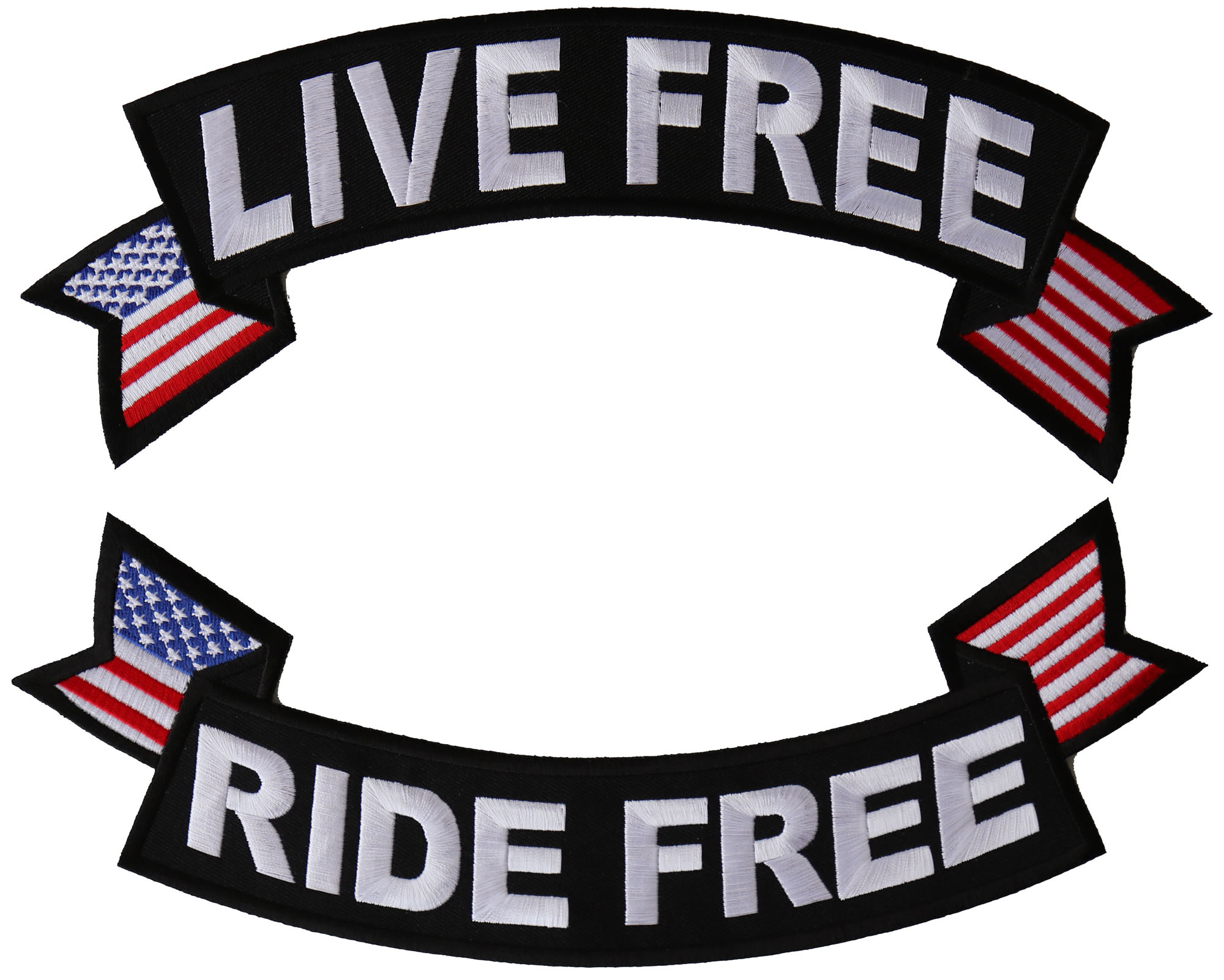 Live Free Ride Free Top and Bottom Rocker Patches by Ivamis Patches