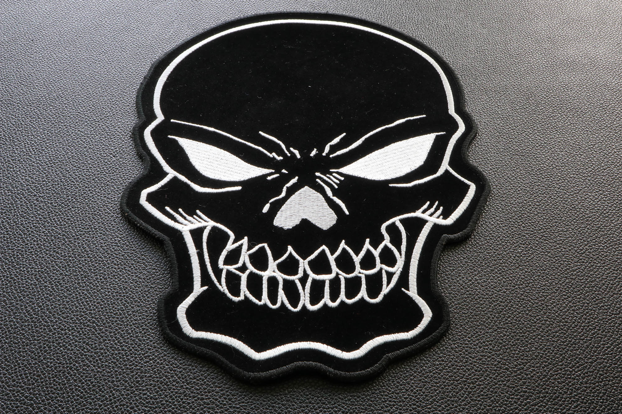 Black Skull Patch, Large Skull Patches for Biker Jackets by Ivamis Patches
