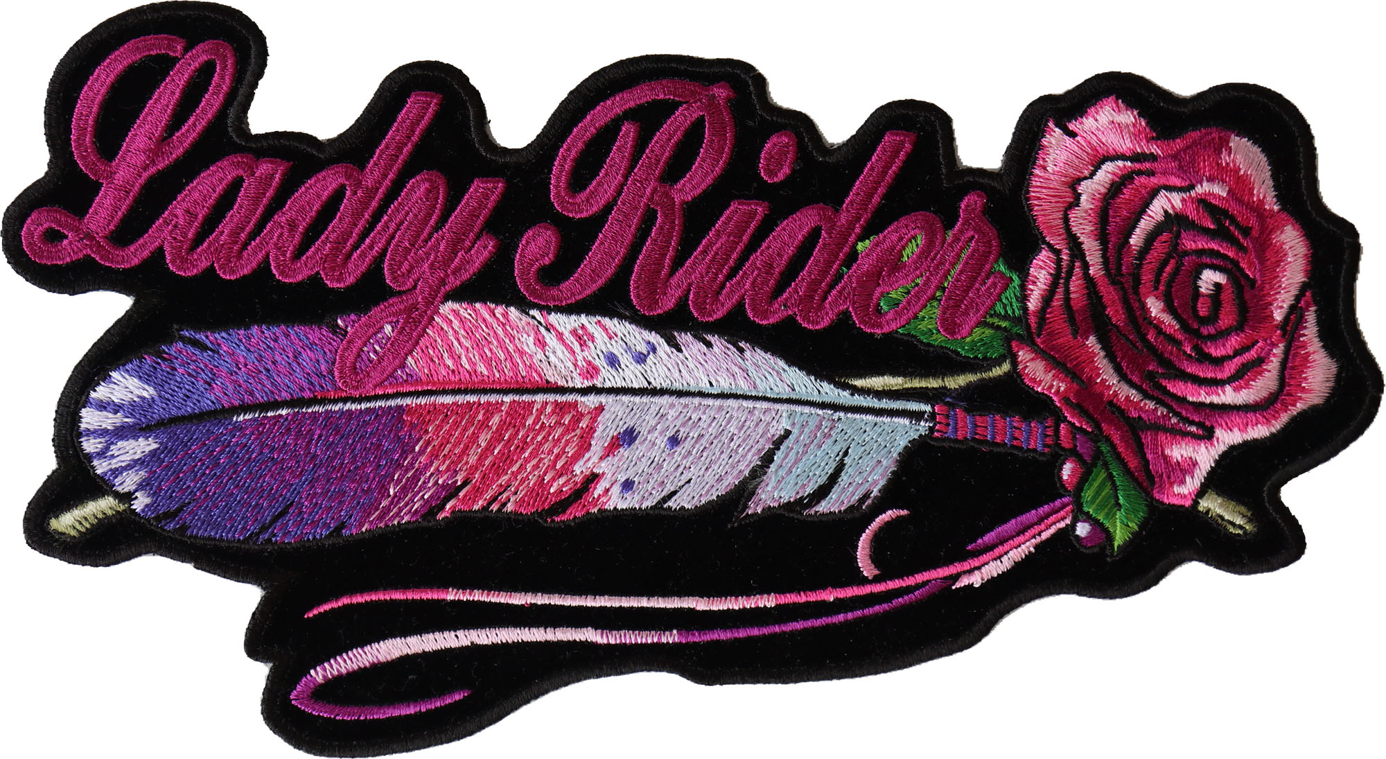 Feather Rose Lady Rider Patch, Large Ladies Back Patches for Jackets by ...
