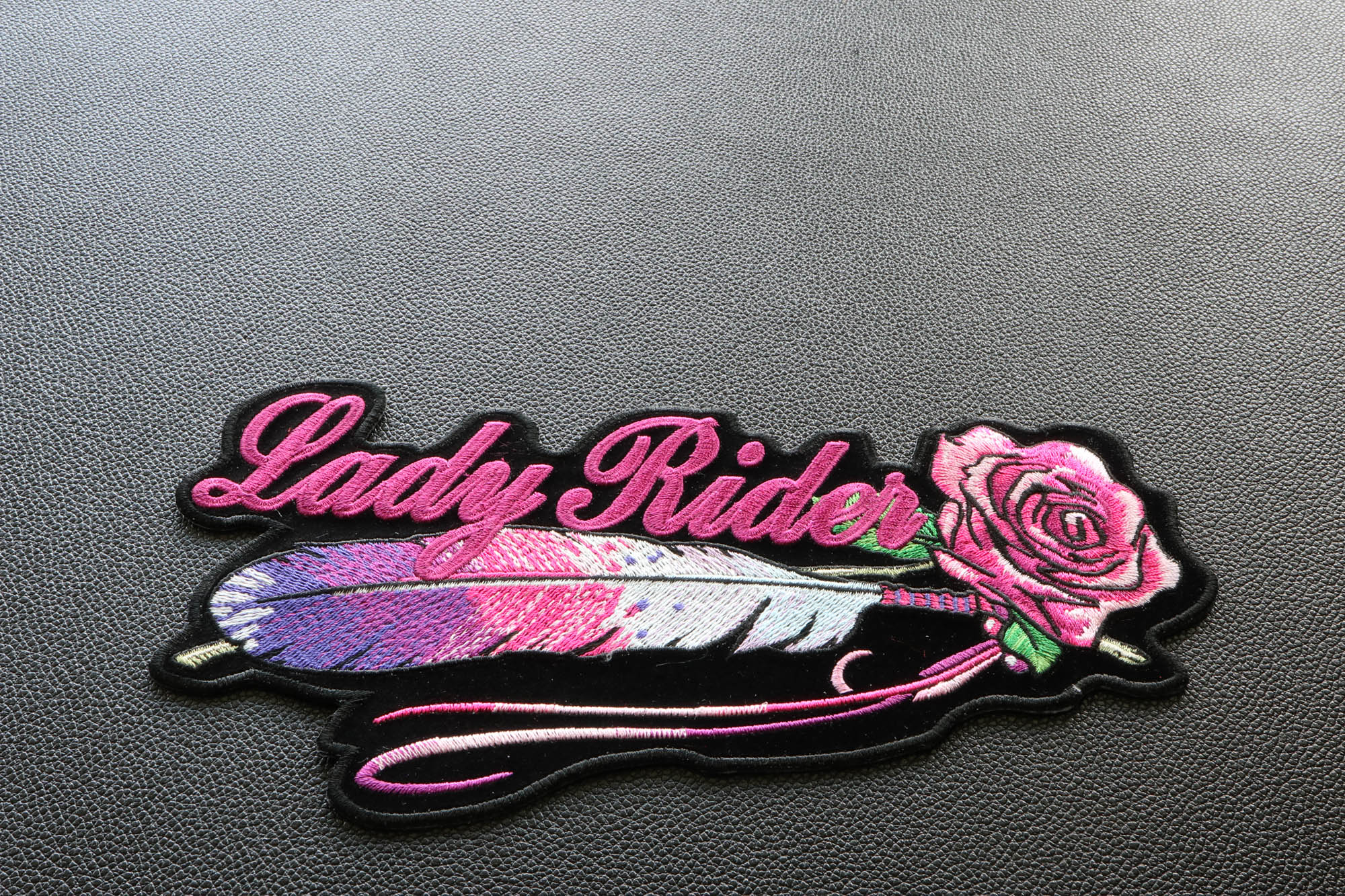 Feather Rose Lady Rider Patch, Large Ladies Back Patches for Jackets by ...