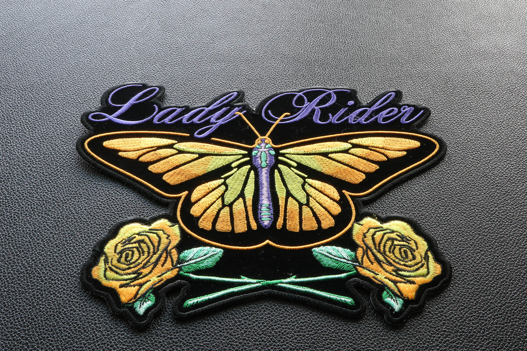 Butterfly Roses Lady Rider Patch, Large Biker Back Patches for Leather ...