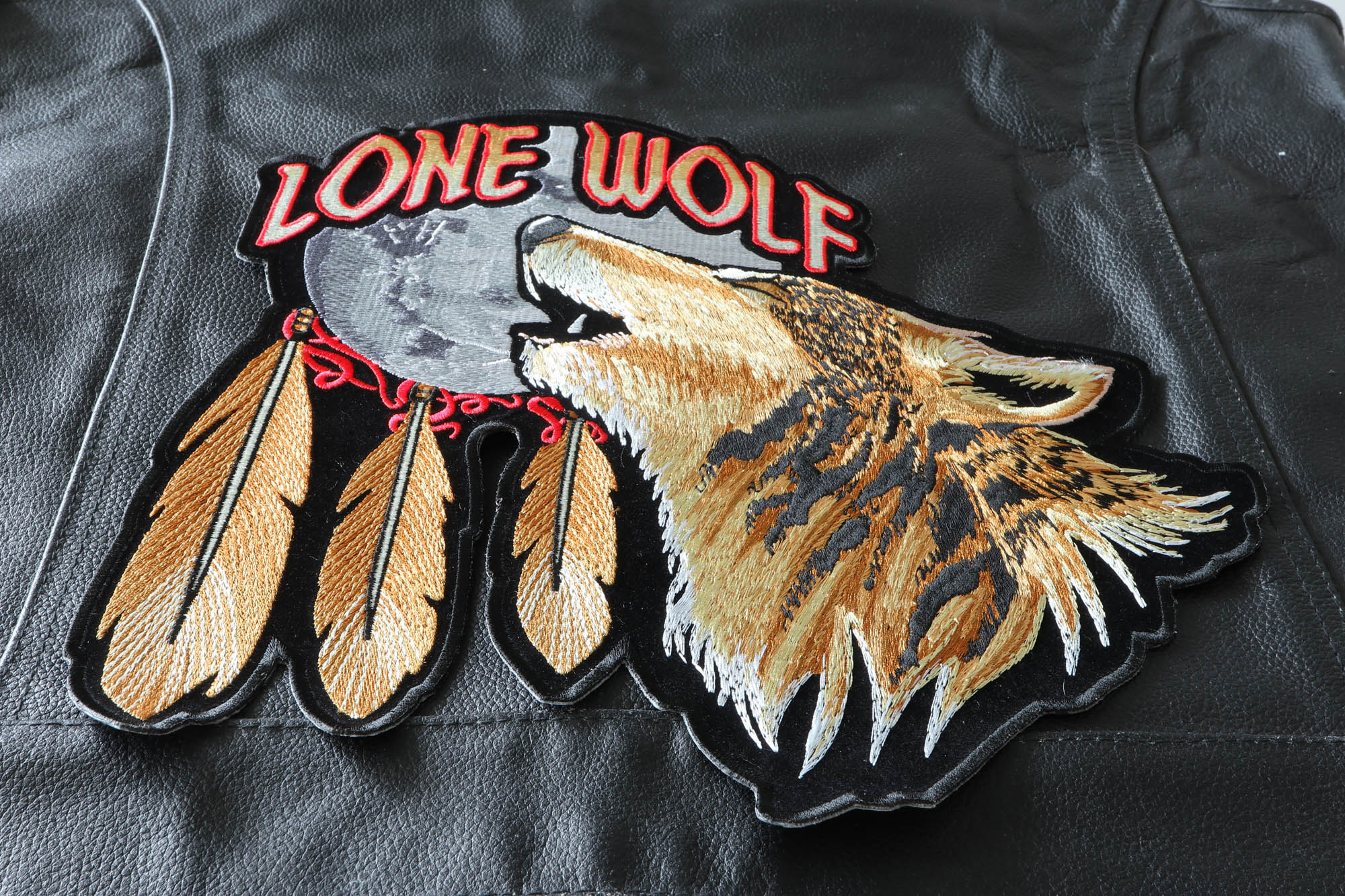 Howling at the Moon Lone Wolf Patch, Large Biker Back Patches for Leather Vests by Ivamis Patches
