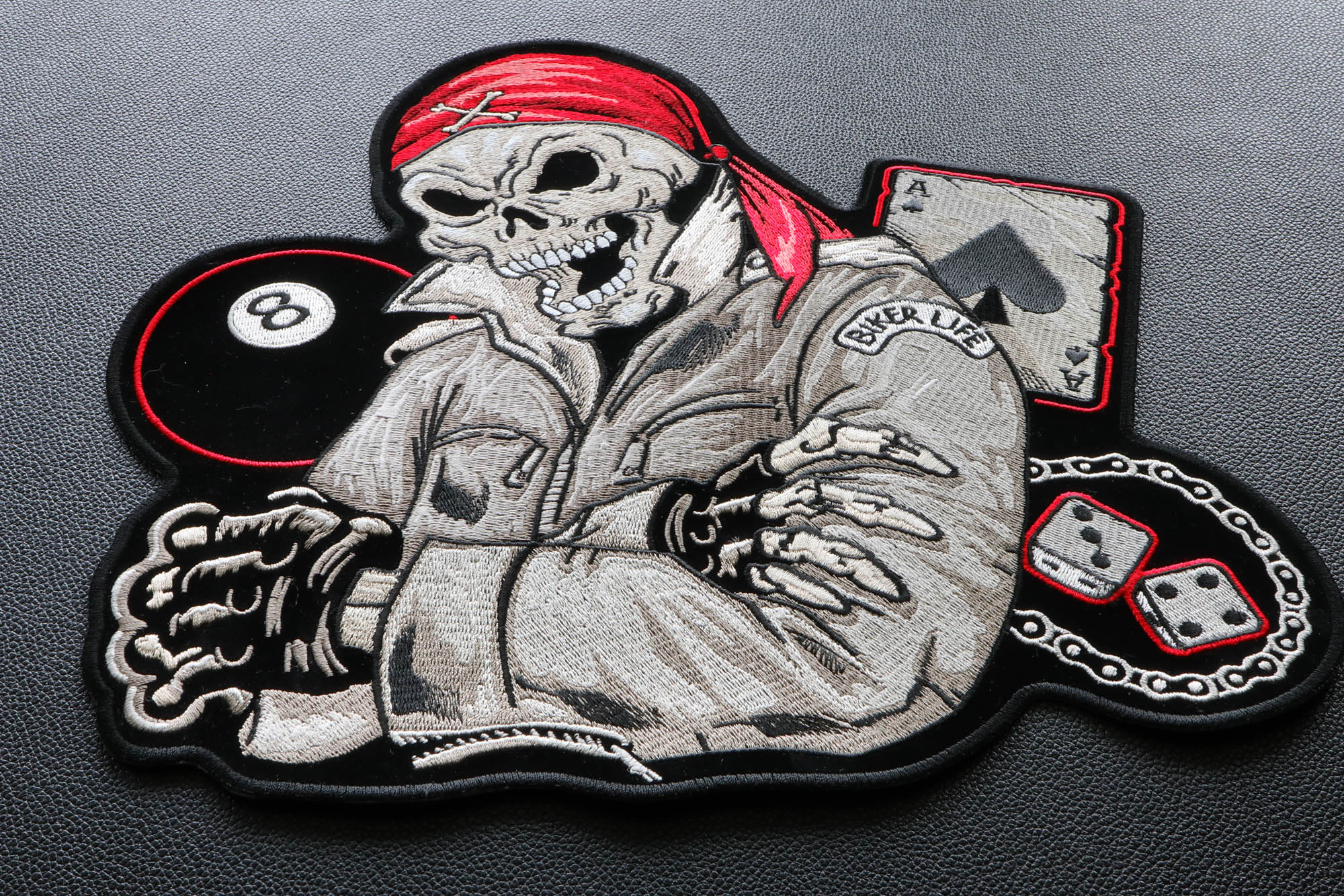 Biker Life Skull, Ace of Spades, 8 Ball and Dice Patch, Large Skull ...