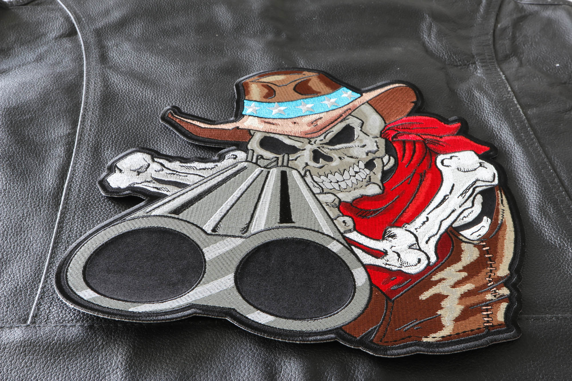 Cowboy Hat Skull and Shotgun Patch, Large Skull Patches for Biker ...
