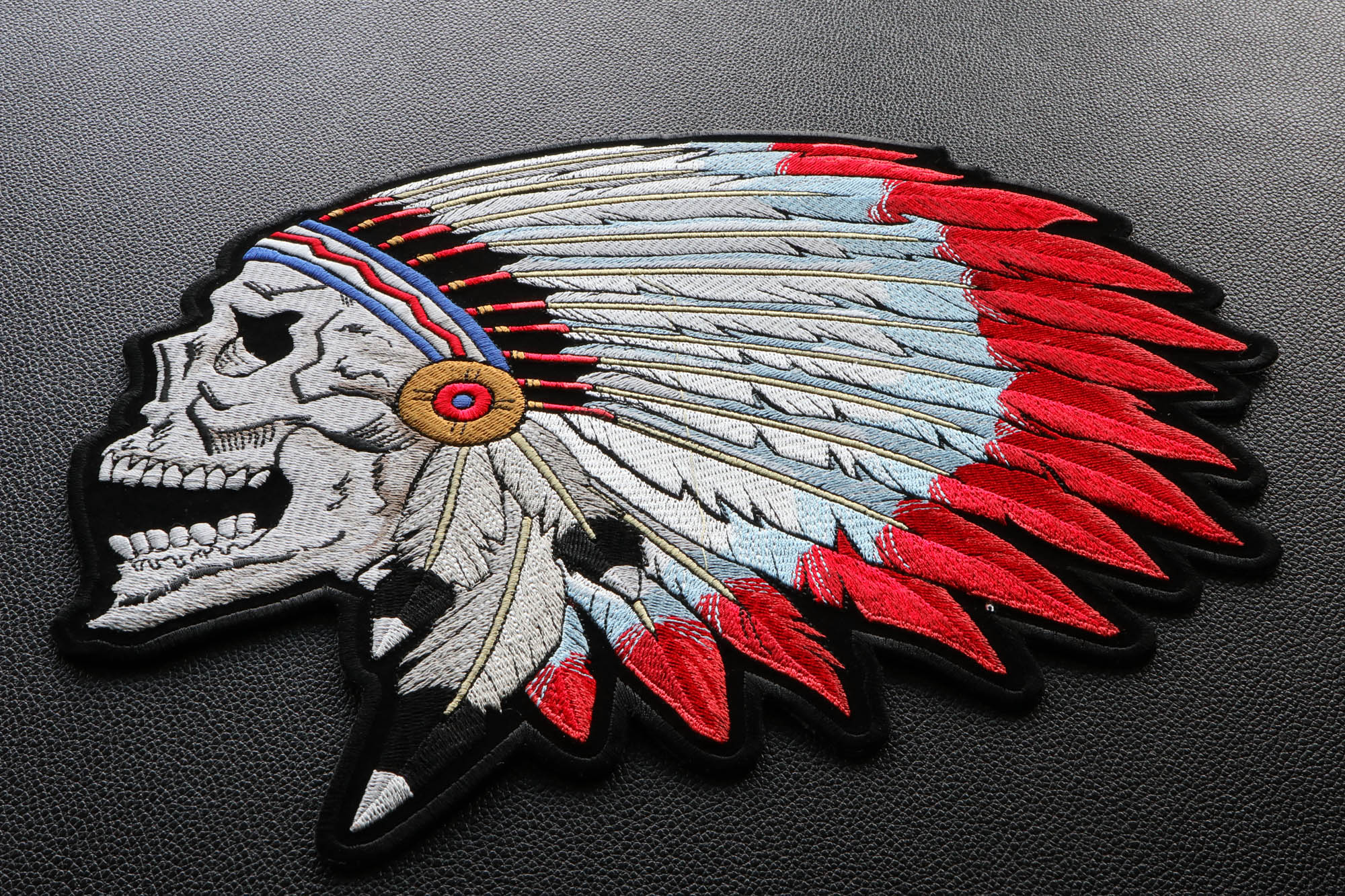 Indian Skull Patch, Large Skull Patches for Biker Jackets by Ivamis Patches