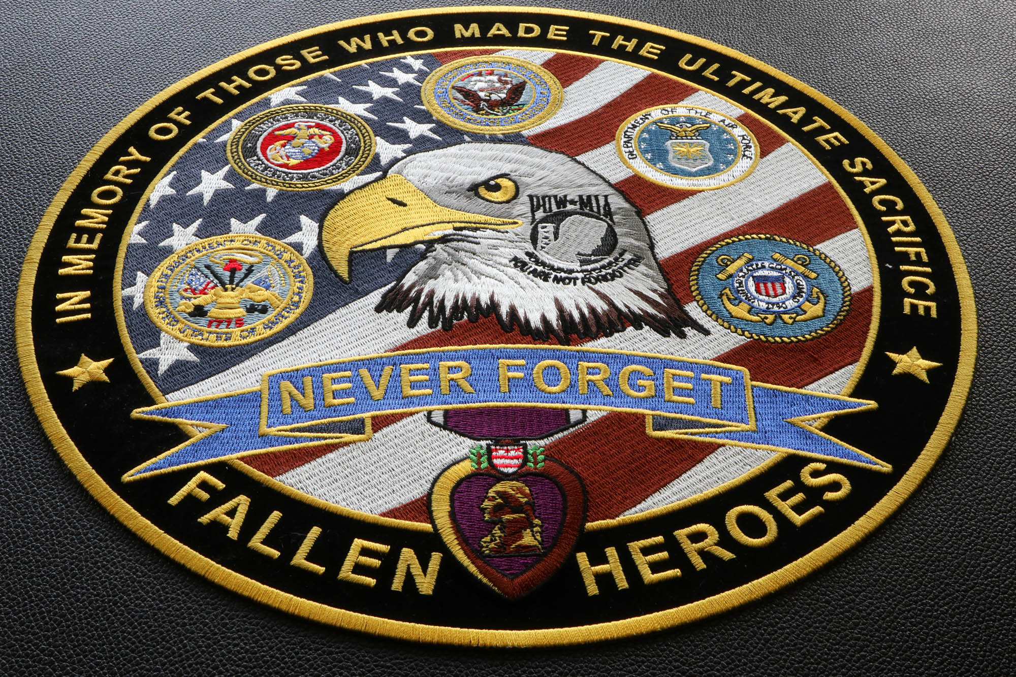 Never Forget Patch In Memory of Fallen Heroes, Large Patriotic Patches ...