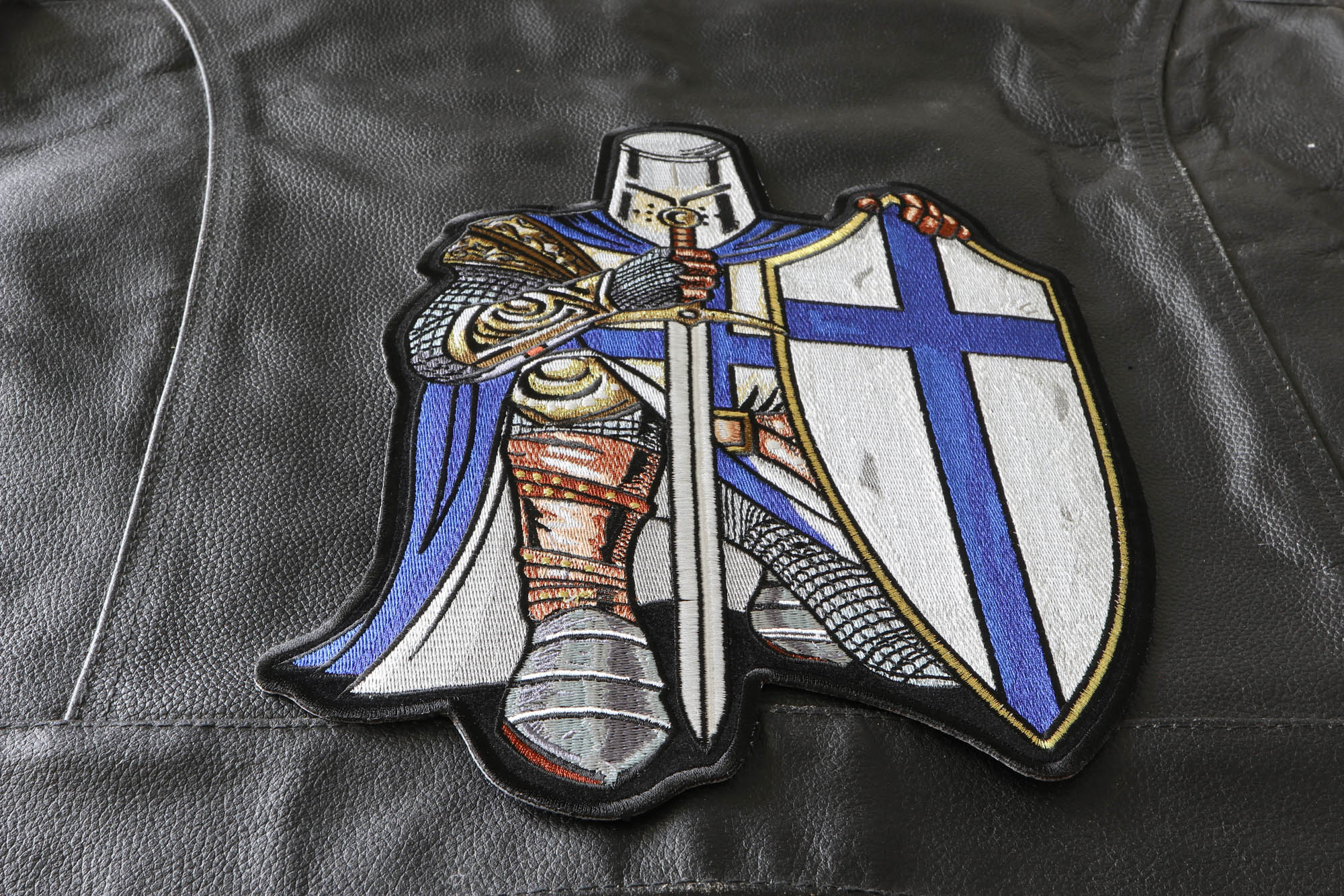 Blue Knight Kneeling Knight Patch, Large Christian Back Patches by ...