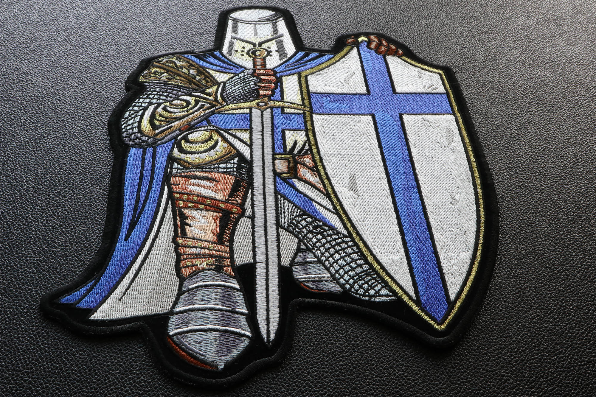 Blue Knight Kneeling Knight Patch, Large Christian Back Patches by ...