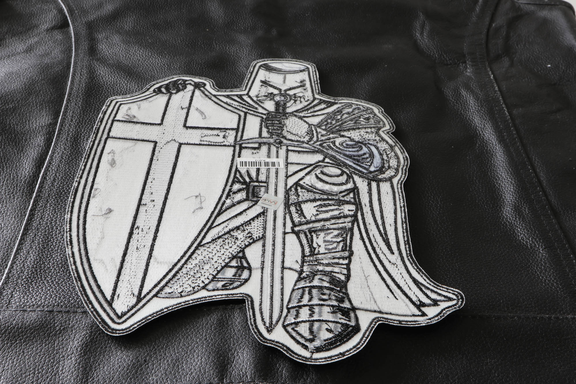 Crusader Kneeling Knight Black White Large Back Patch | Christian ...