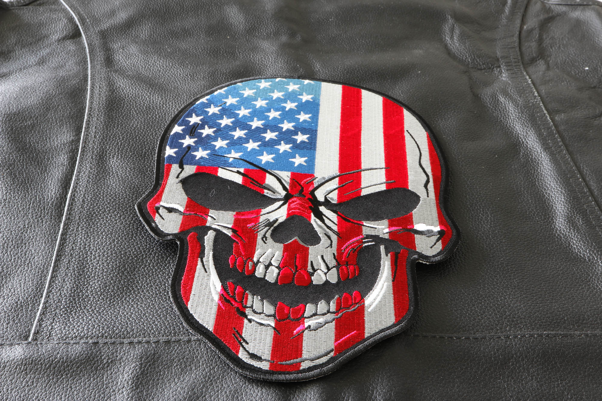 American Flag Skull Patch, Large Skull Patches for Biker Jackets by ...